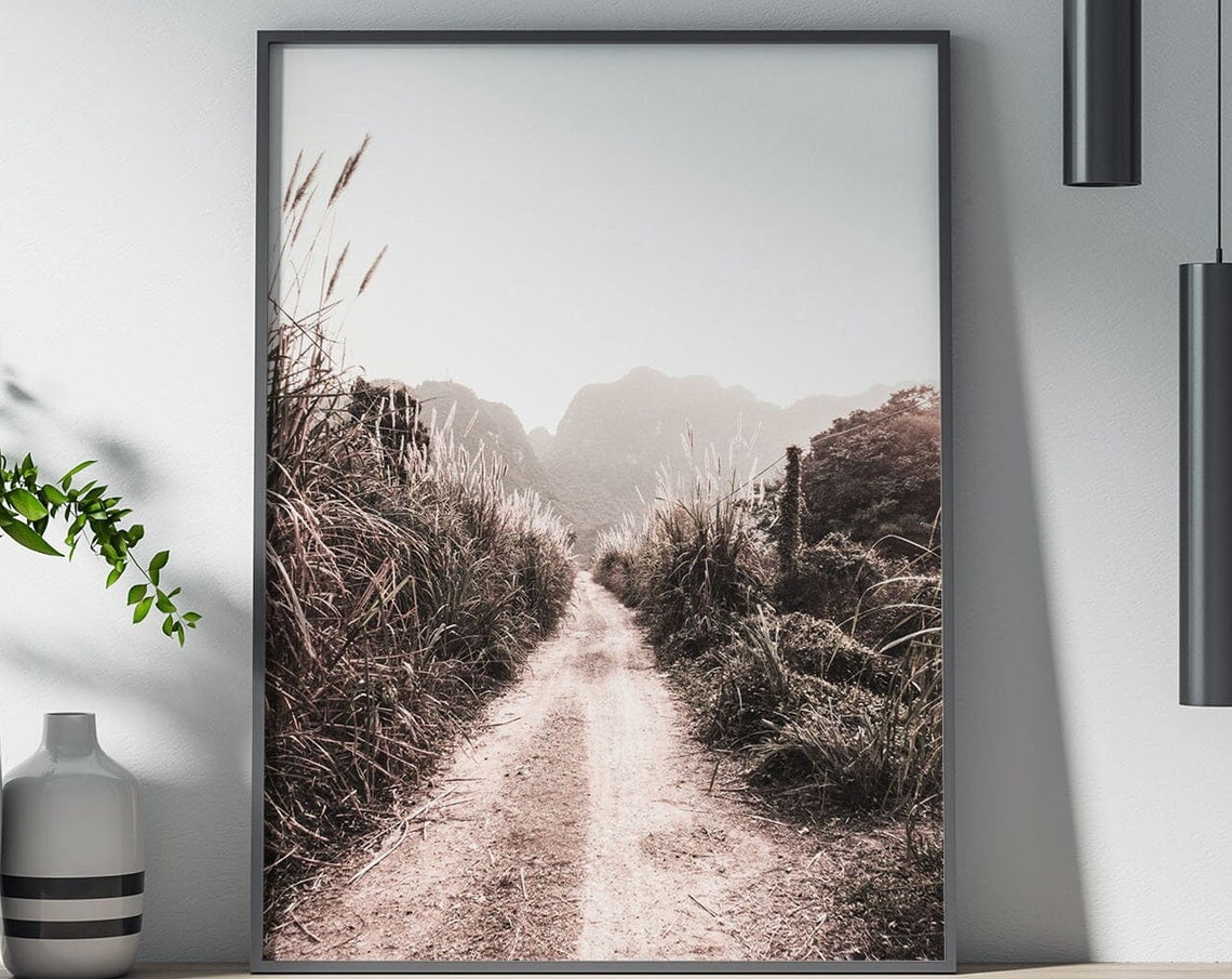 Dirt Road In Grass Fields Poster, Poster, Poster Print, Wall Decor ...