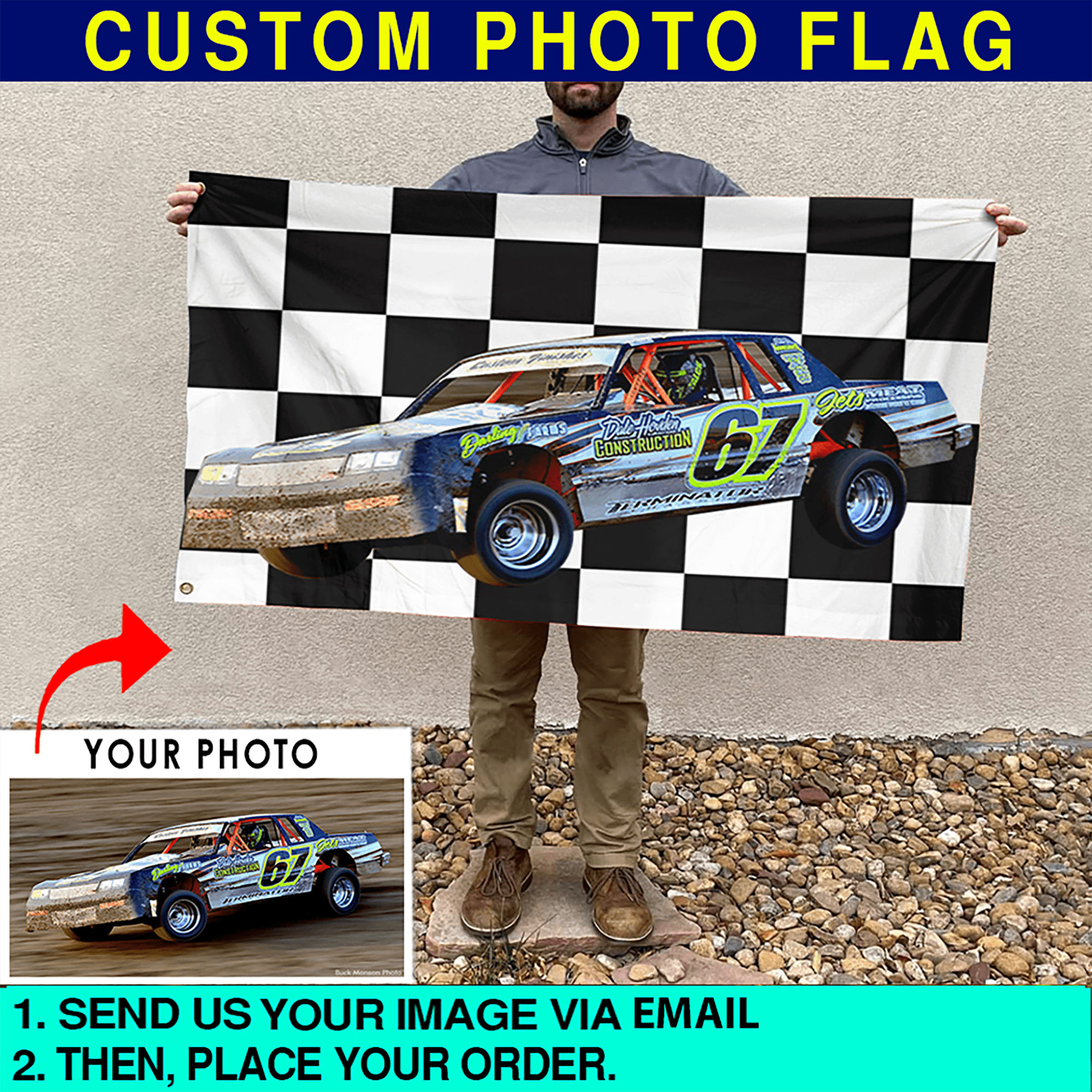 Dirt Track Racing Personalized Checkered Flag, Dirt Track Racing flag ...