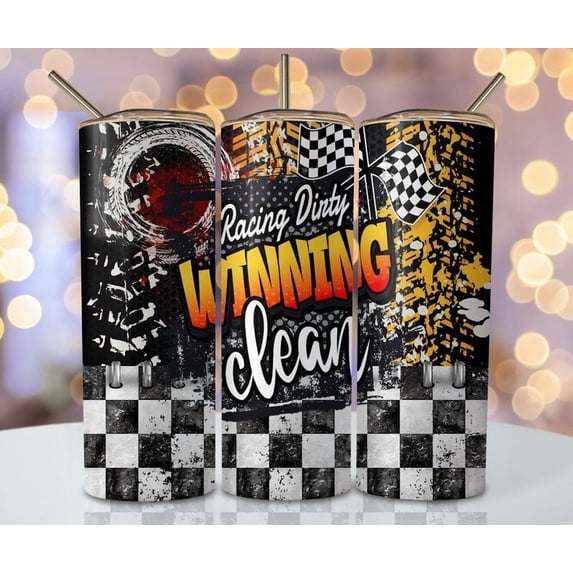 Dirt Track Racing Tumbler Wrap, 20oz Skinny Sublimation Tumbler Design ...