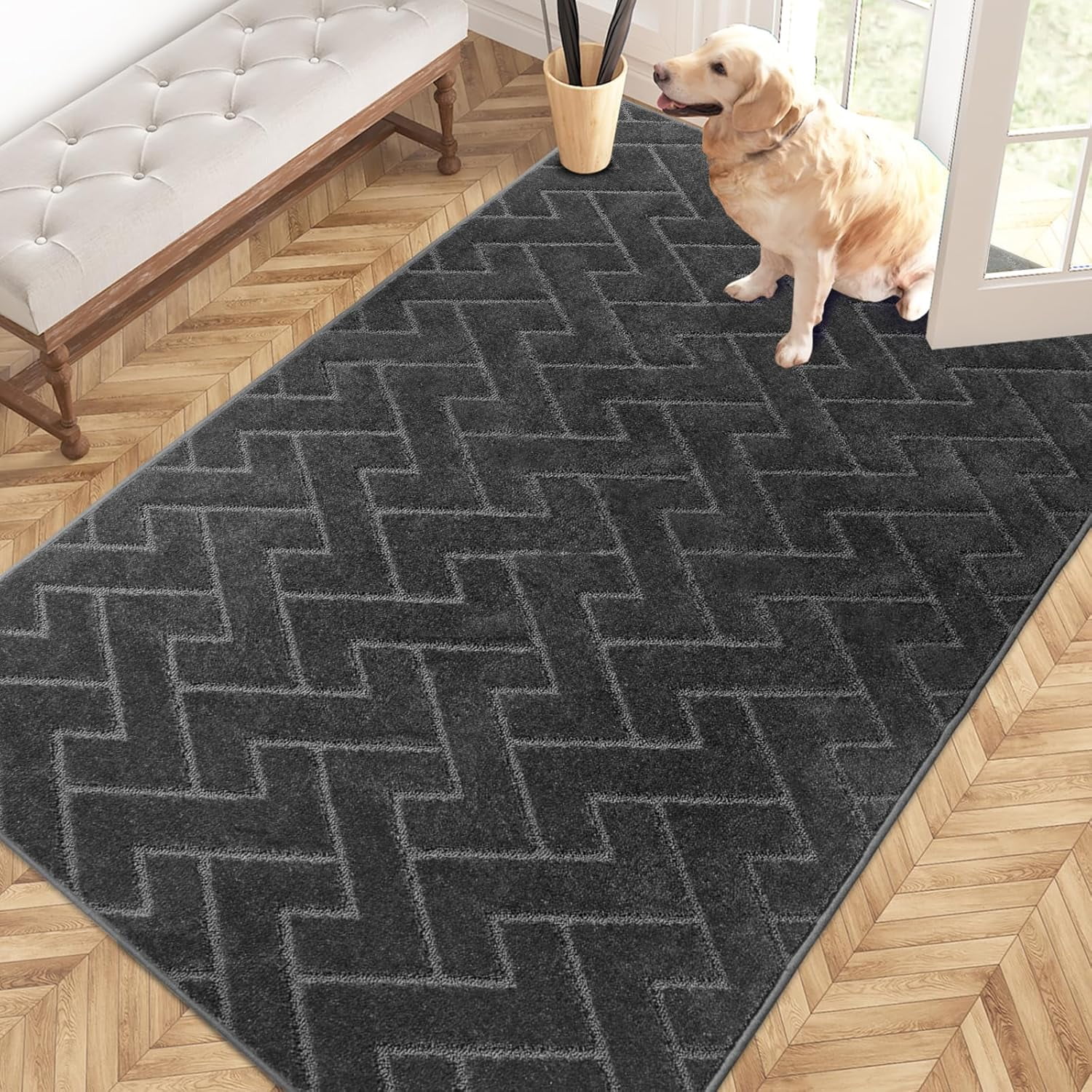 Dirt Trapping Door Mat 32" x 70", Non-Slip Machine Washable Entry Rug ...