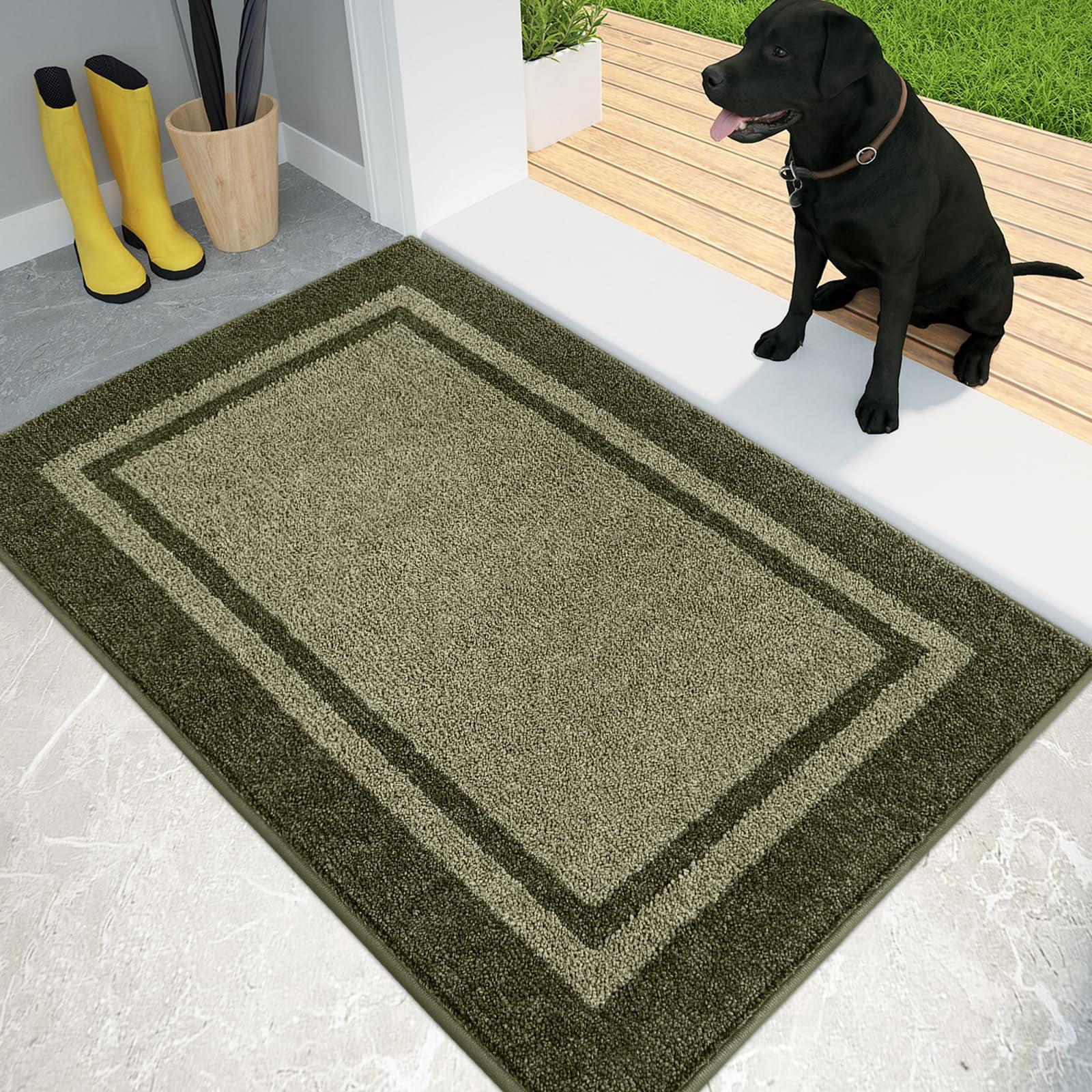 Dirt Trapping Door Mat Budding Green & Sage Green 24" X 36" Entryway ...