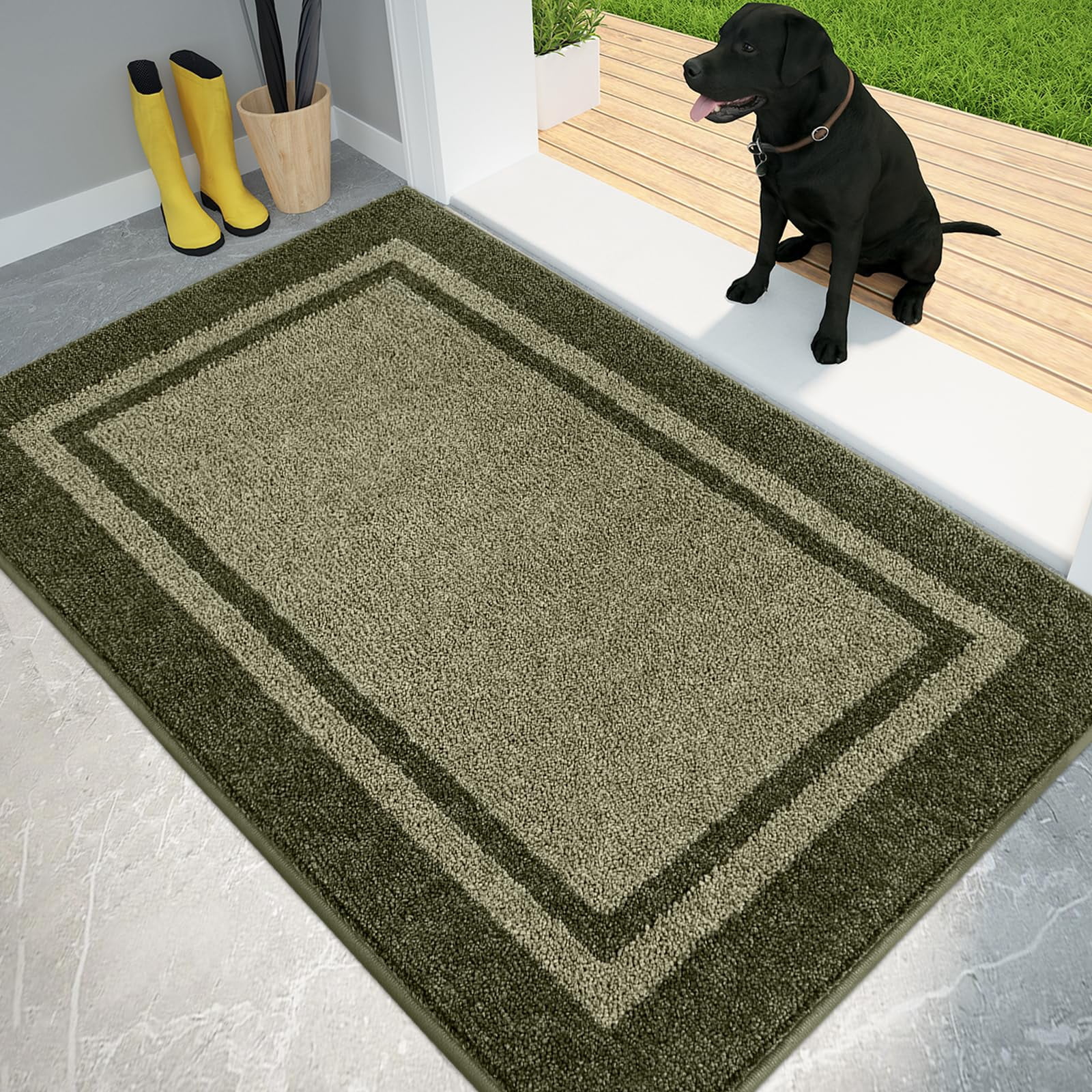Dirt Trapping Door Mat Budding Green & Sage Green 32" X 48" Indoor ...