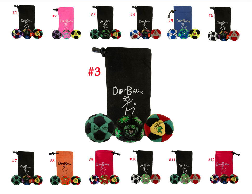 Dirtbag Lover Footbag 3-Pack with Carry Pouch, 8-Panel Soft Durable ...