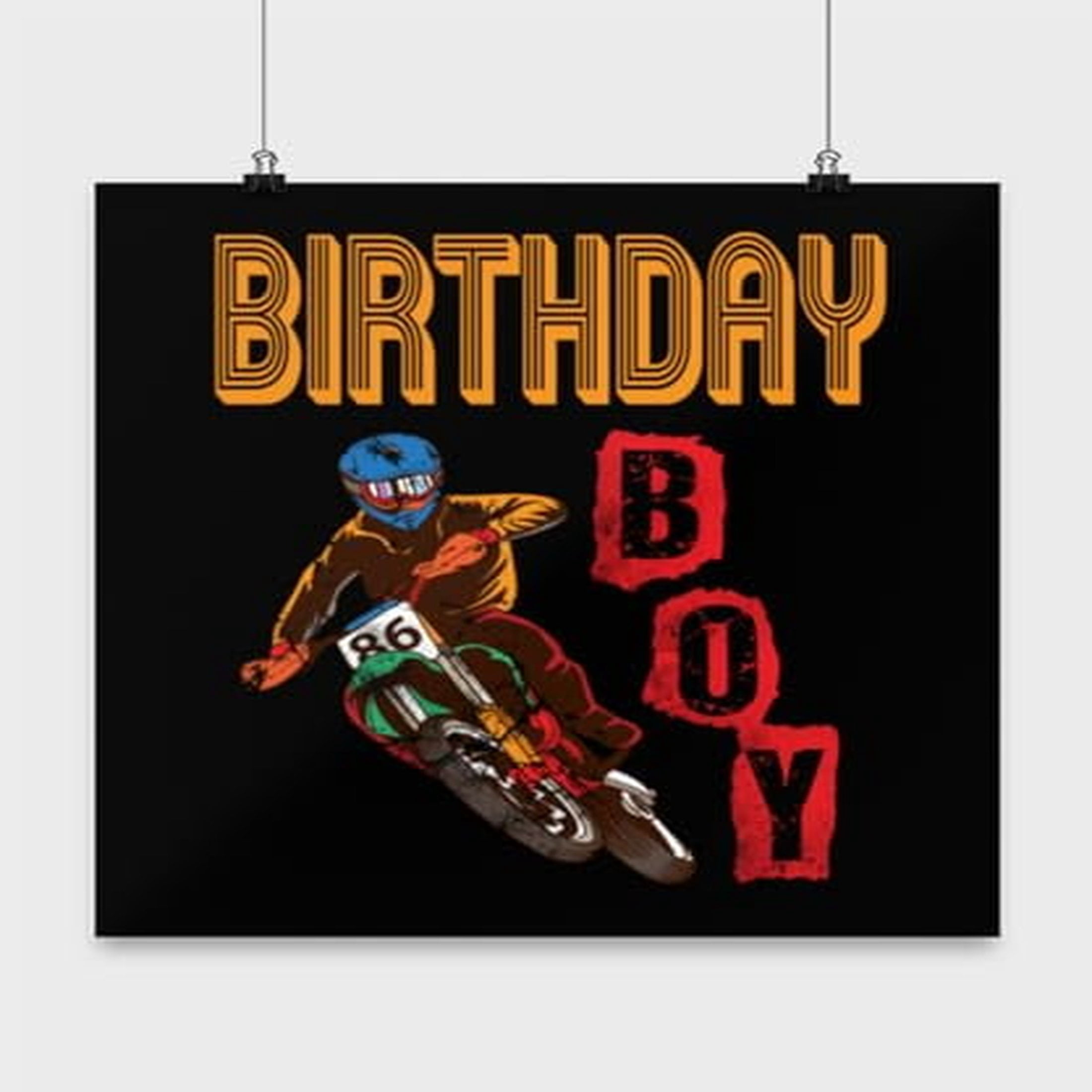 Dirtbike Birthday Poster for Boys - 13x13in Motocross Wall Art Gift ...
