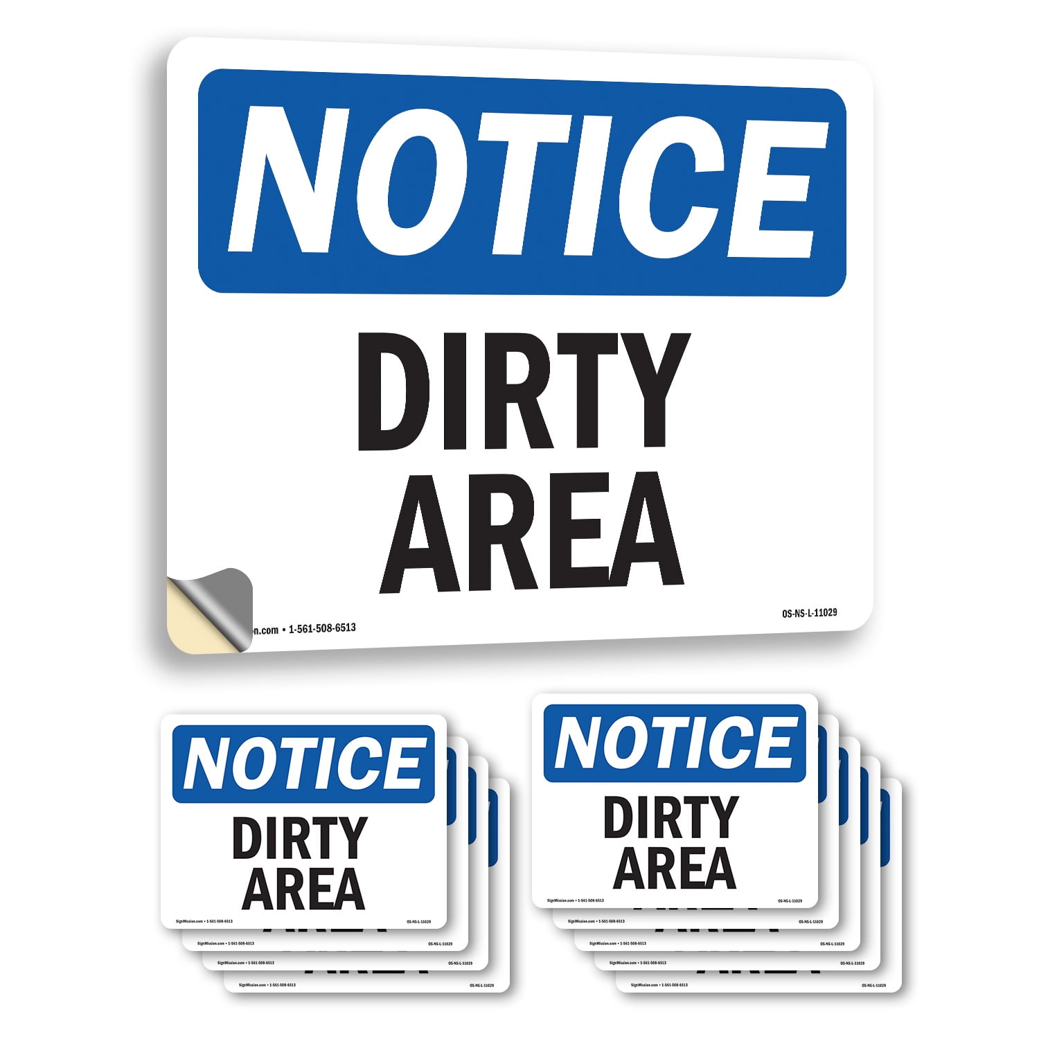 Dirty Area OSHA Notice Vinyl Decal Label 18 Inch x 12 Inch - 10 Pack ...