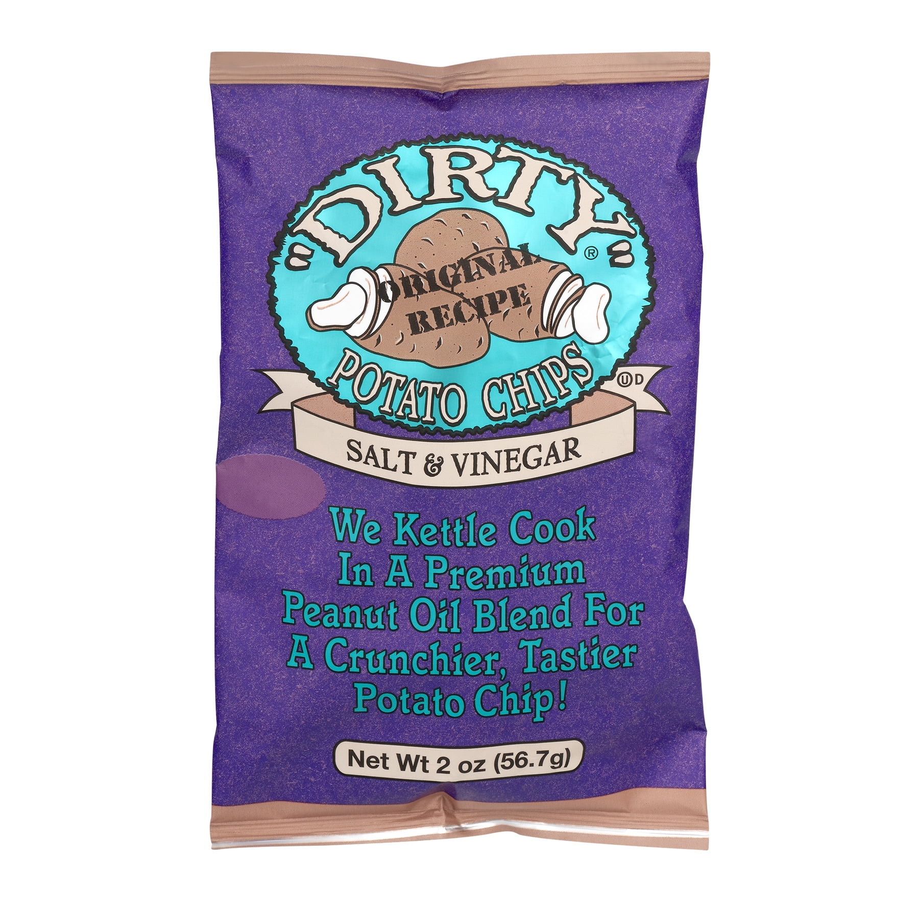 Dirty Chips Potato Chips Salt And Vinegar, 2 Oz, 1 Single Small Bag ...
