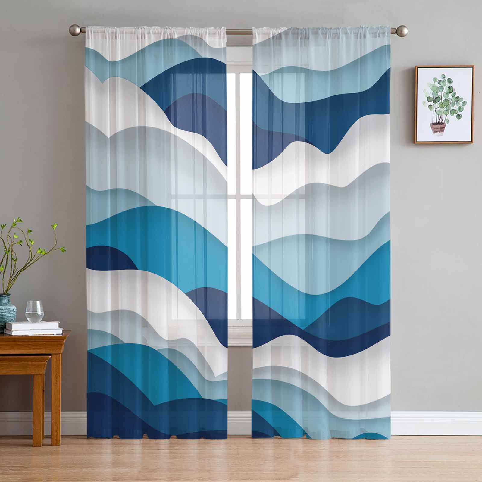 Dirty Green Gradient Sheer Curtain for Living Room Bedroom Voile Drape ...