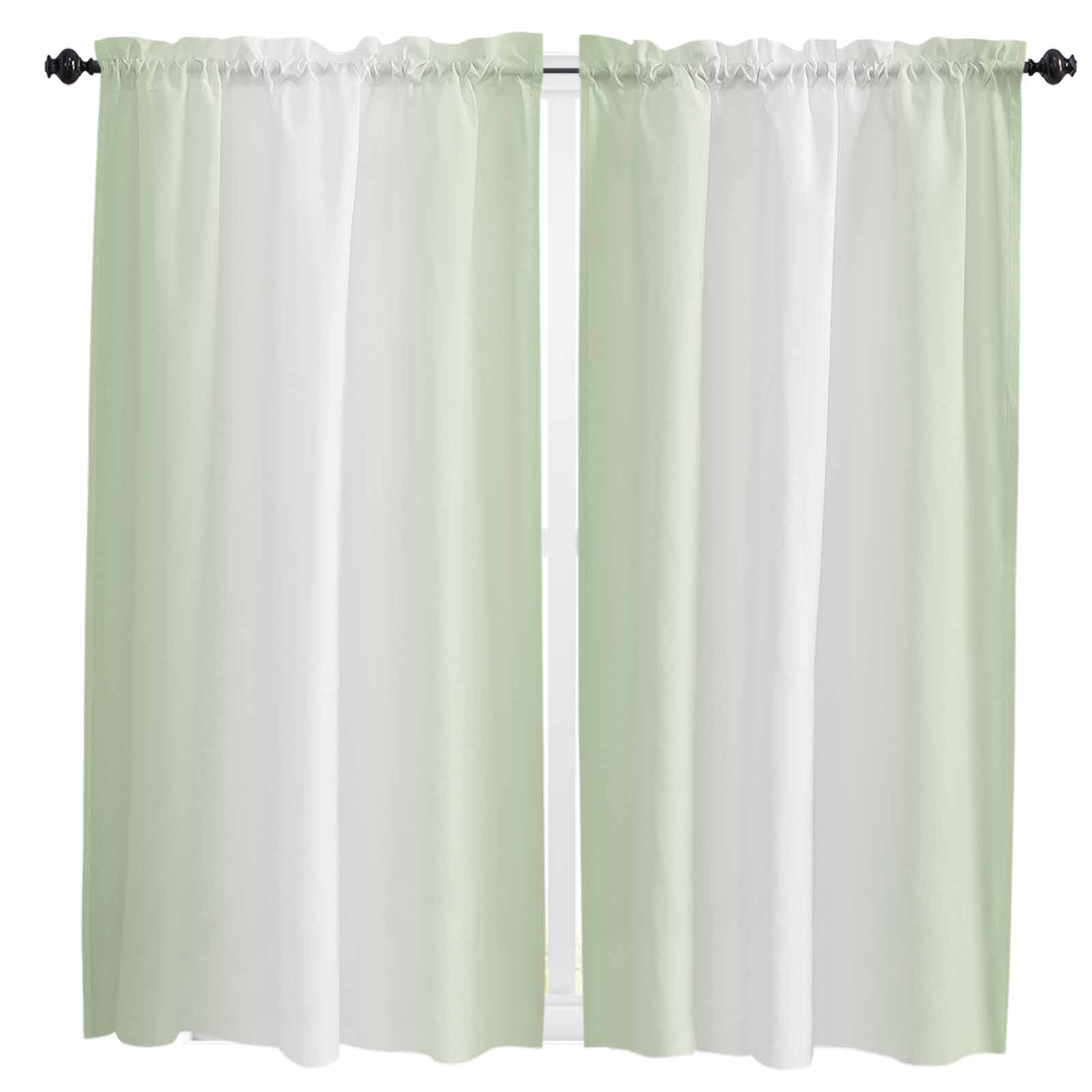 Dirty Green White Gradient Small Curtain Rod Pocket Short Curtains Half ...