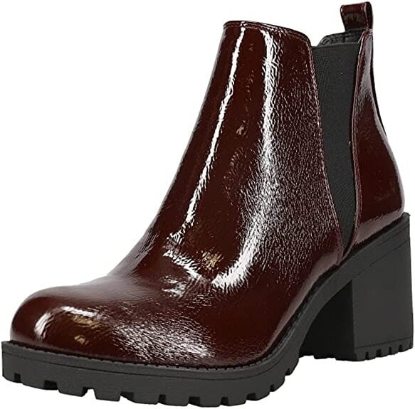 Dirty Laundry Lisbon Oxblood Pull On Chunky Block Heel Rounded Toe ...