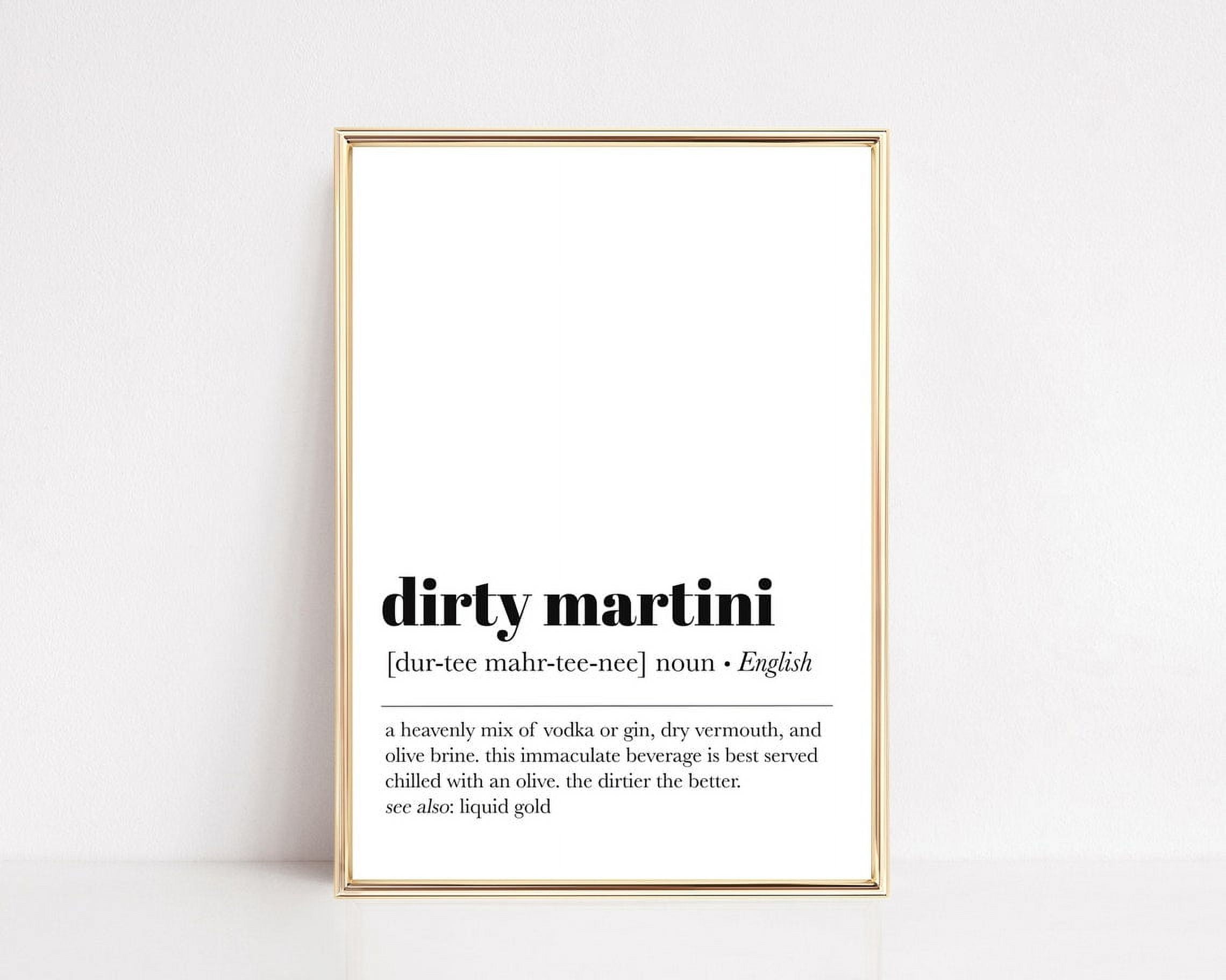 Dirty Martini Definition Print Martini Art Martini Wall Art Bar Art ...