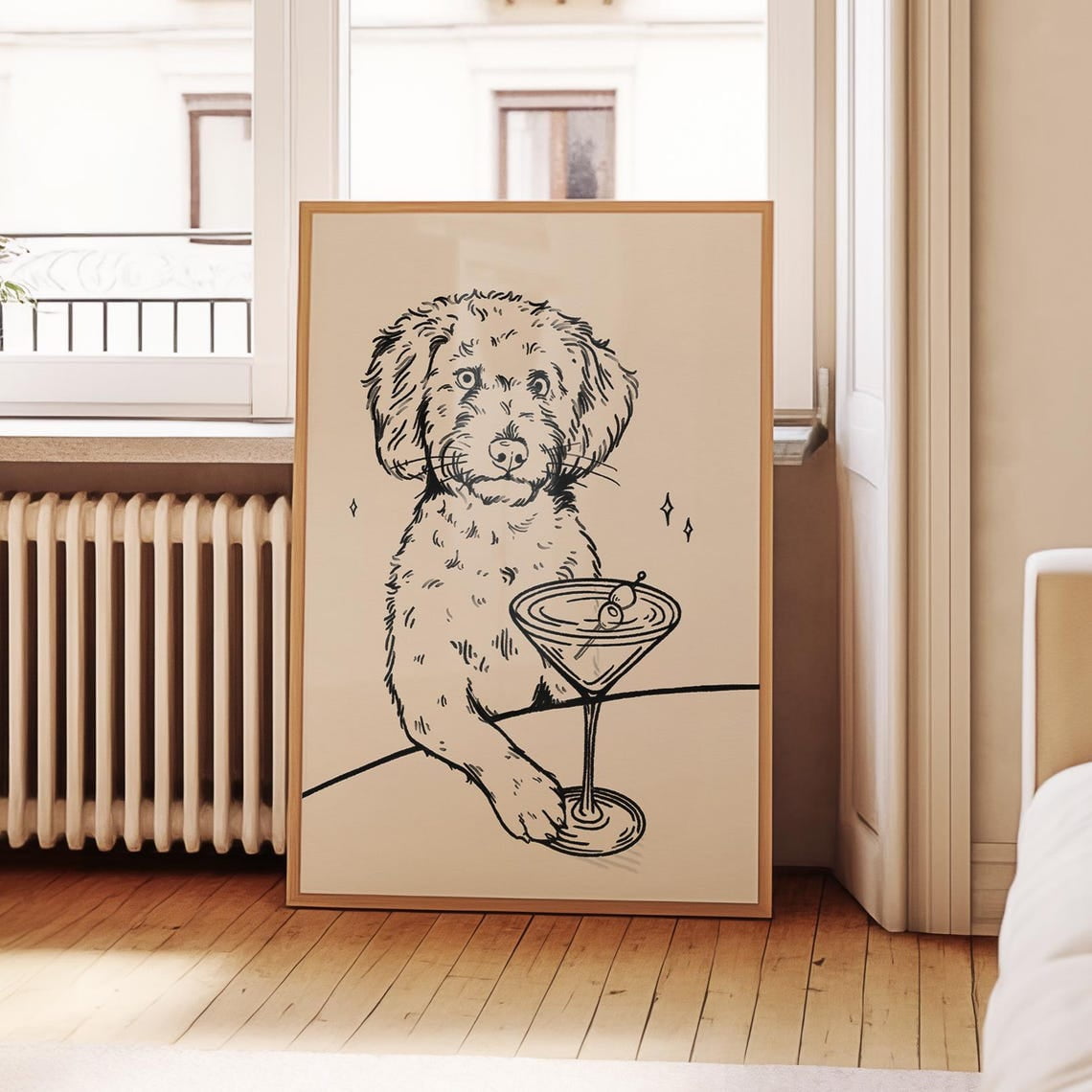 Dirty Martini Dog Art Print Retro Print Vintage Art Cocktail Wall Art ...