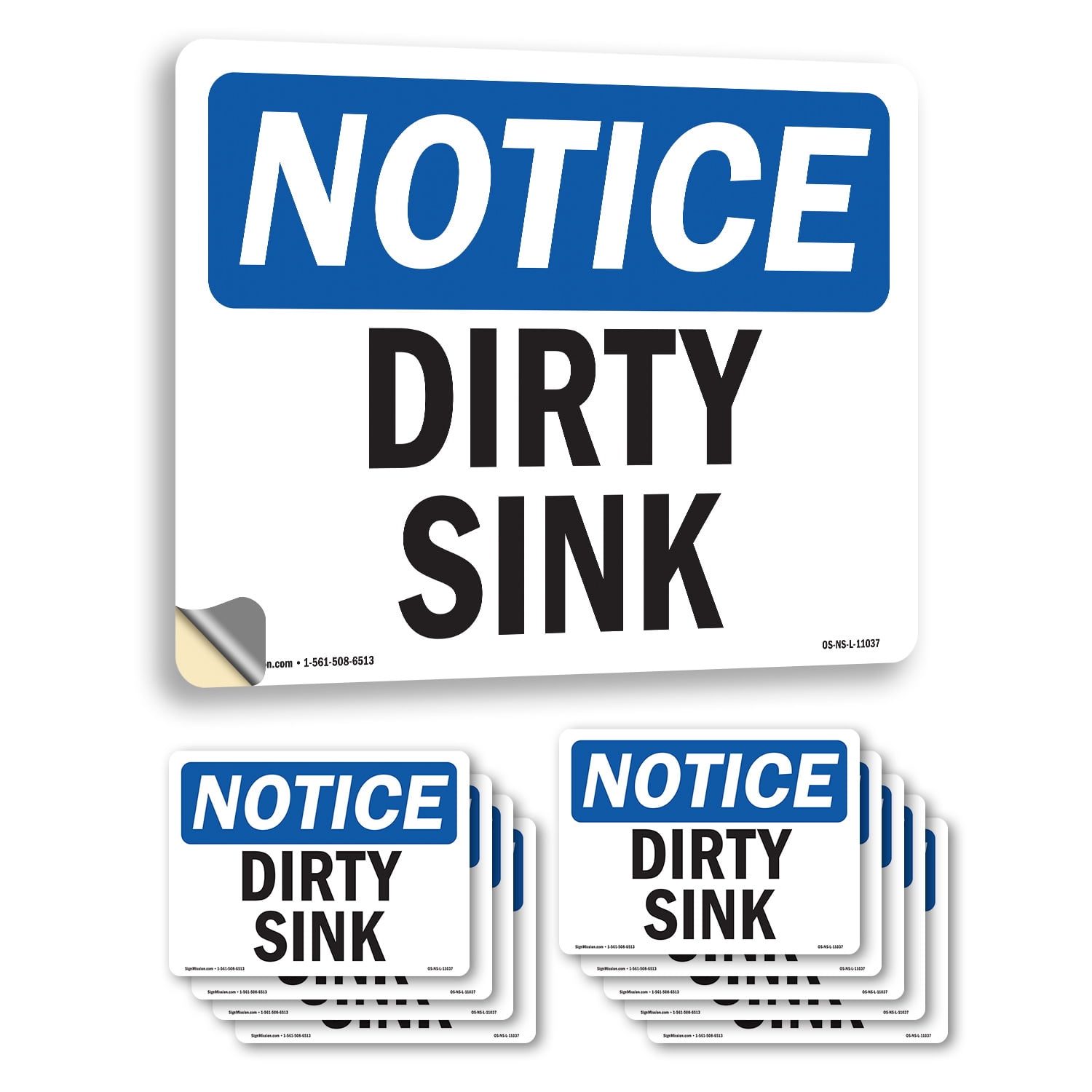 Dirty Sink OSHA Notice Vinyl Decal Label 10 Inch x 7 Inch - 10 Pack ...