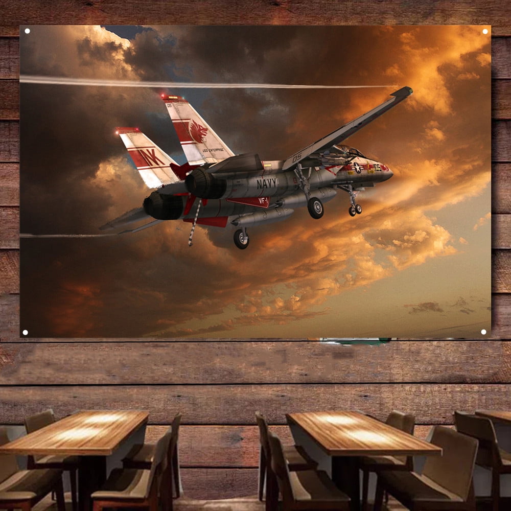 Dirty Sunset Fighter Jet Banner Wall Art- 38" x 57" Decorate Your Room ...