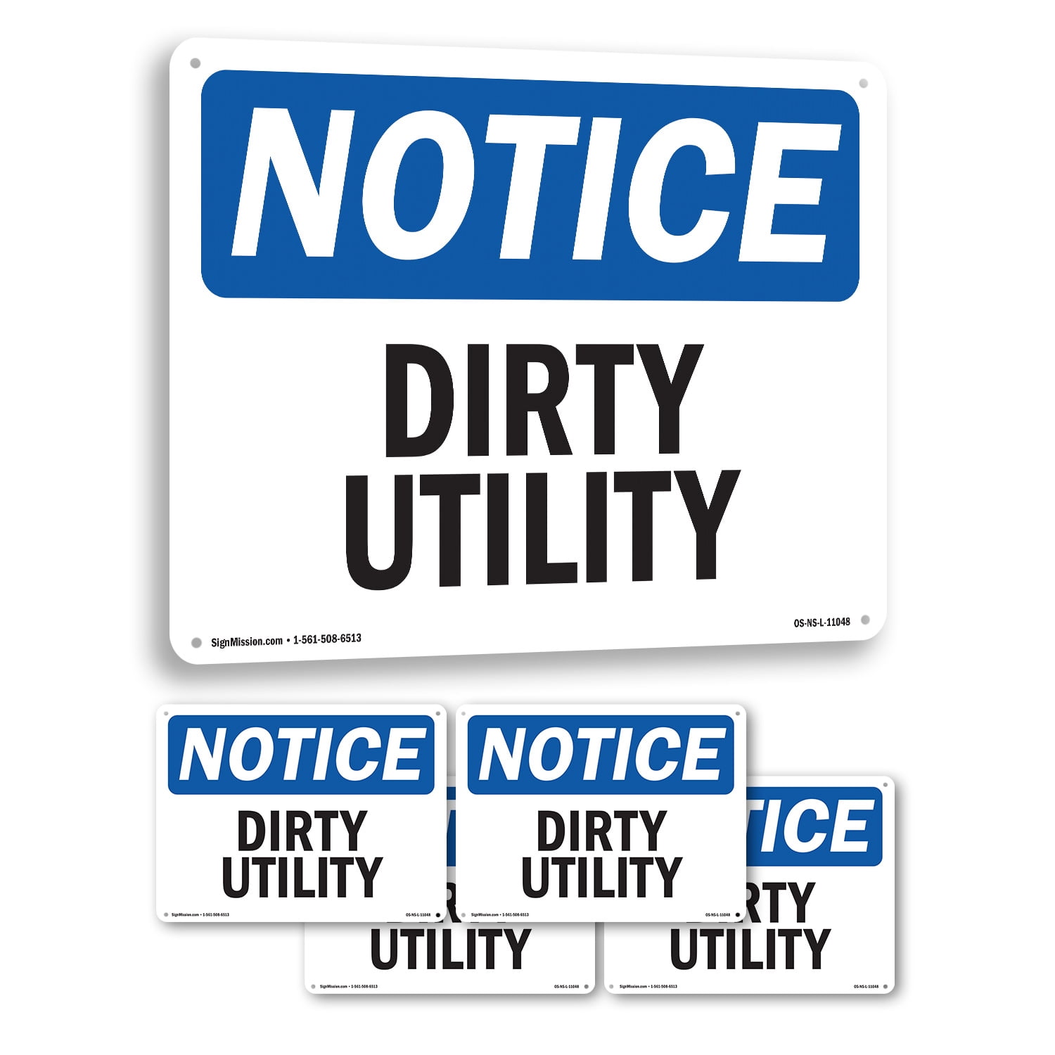 Dirty Utility OSHA Notice Rigid Plastic Sign 18 Inch x 12 Inch - 5 Pack ...