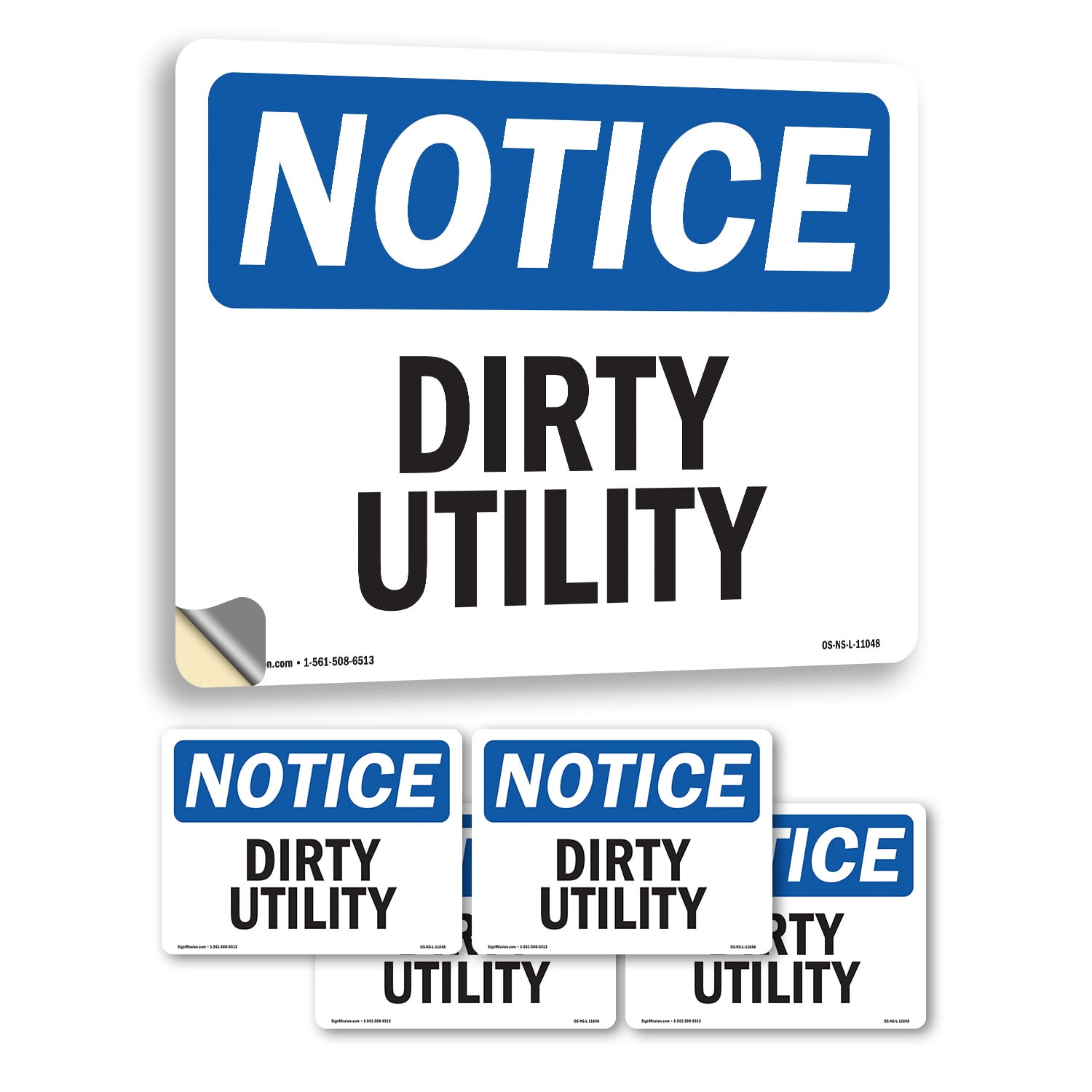 Dirty Utility OSHA Notice Vinyl Decal Label 10 Inch x 7 Inch - 5 Pack ...