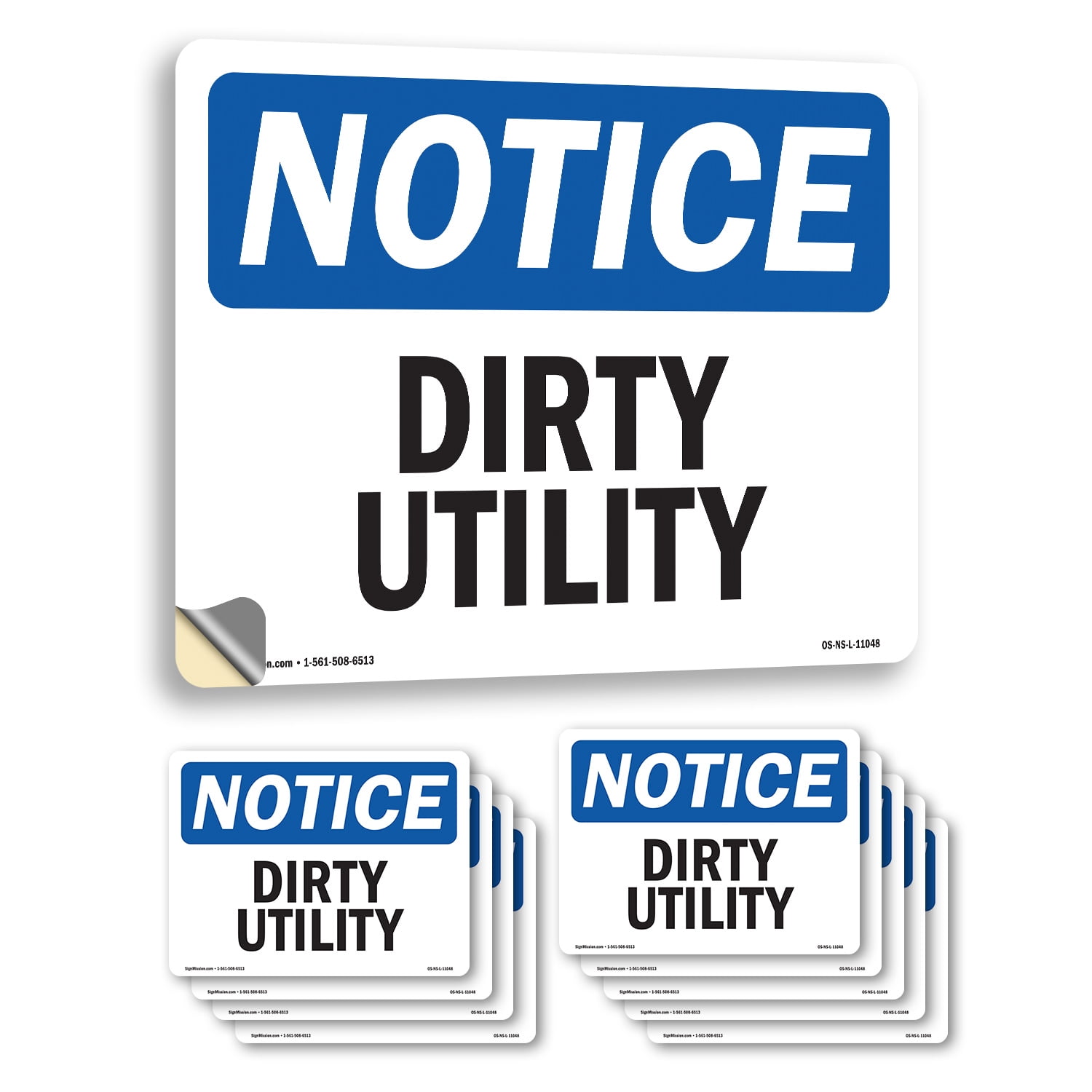 Dirty Utility OSHA Notice Vinyl Decal Label 18 Inch x 12 Inch - 10 Pack ...