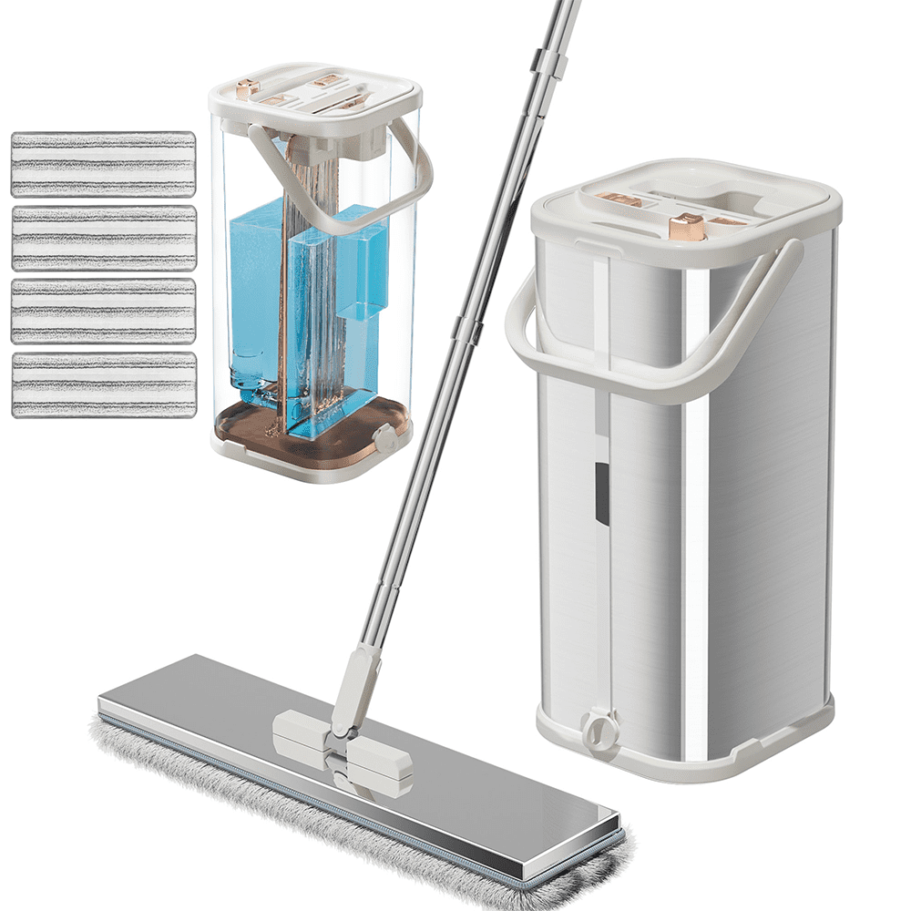 Dirty Water Mop, Flat Mop and Bucket for Home with 4 Extra Refills ...