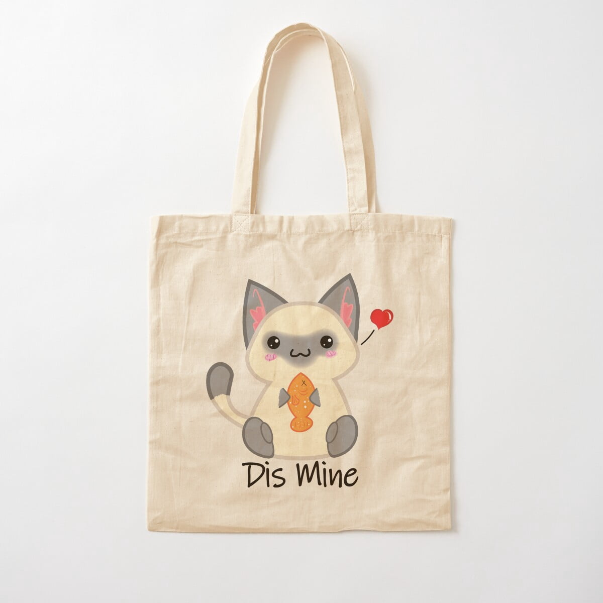 "Dis Mine" - Cute Siamese Kitten Claims Fish Cotton Tote Bag Canvas ...