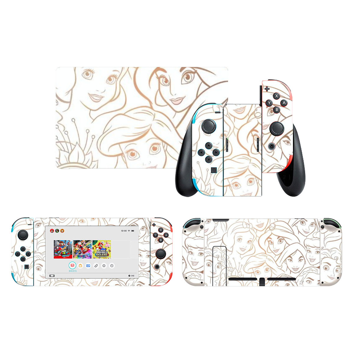 Dis-ney Princess Game Switch Skin - Anime Cartoon Game Sticker, No ...