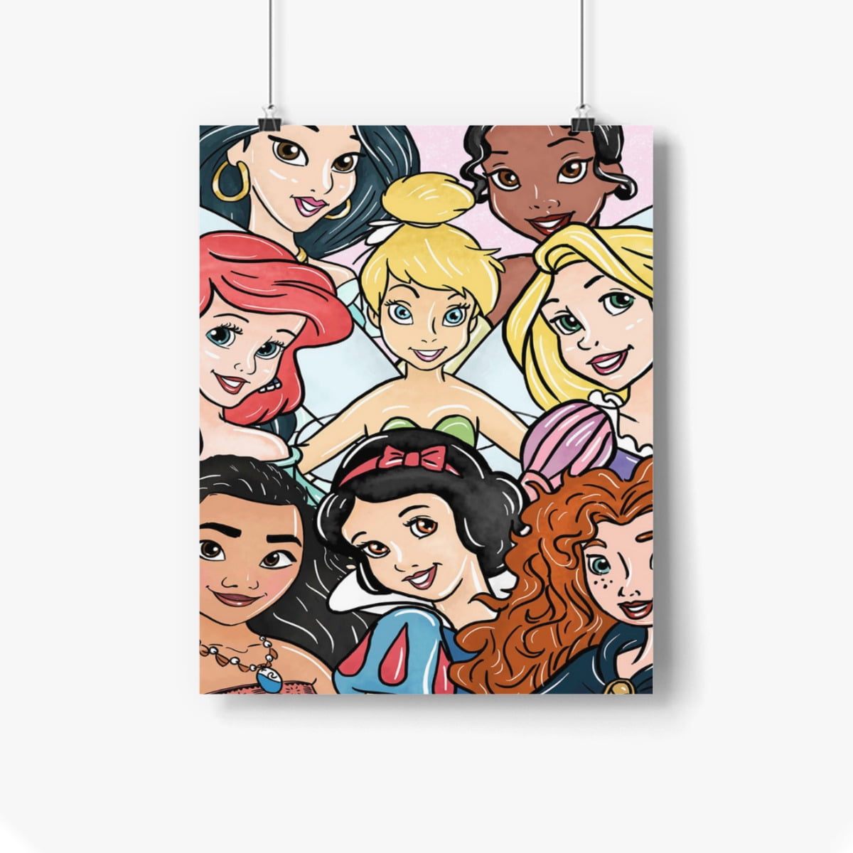 Dis-ney Princess Poster Holiday Bedroom Decor Prints Living Room Office ...