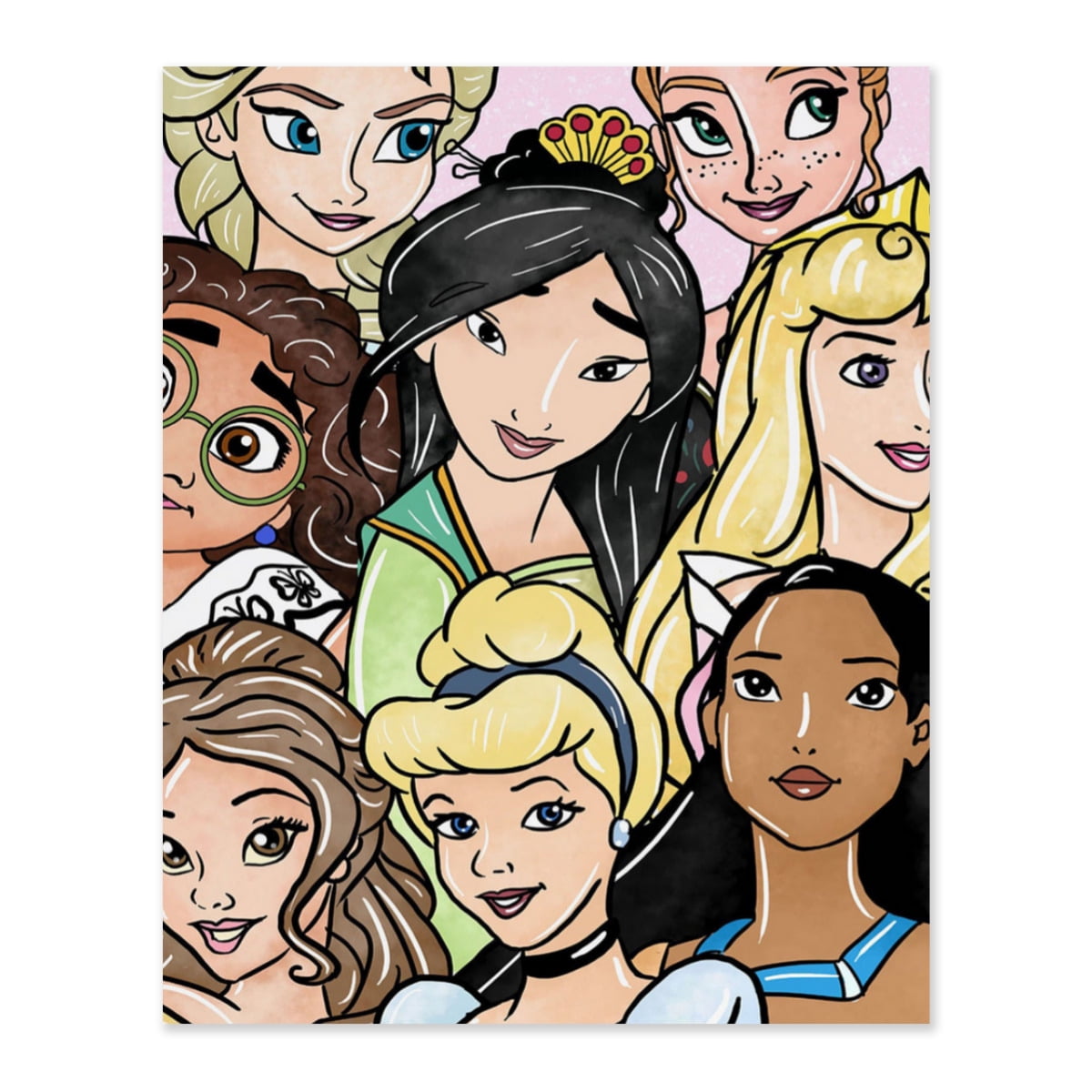 Dis-ney Princess Poster Holiday Bedroom Decor Prints Living Room Office ...