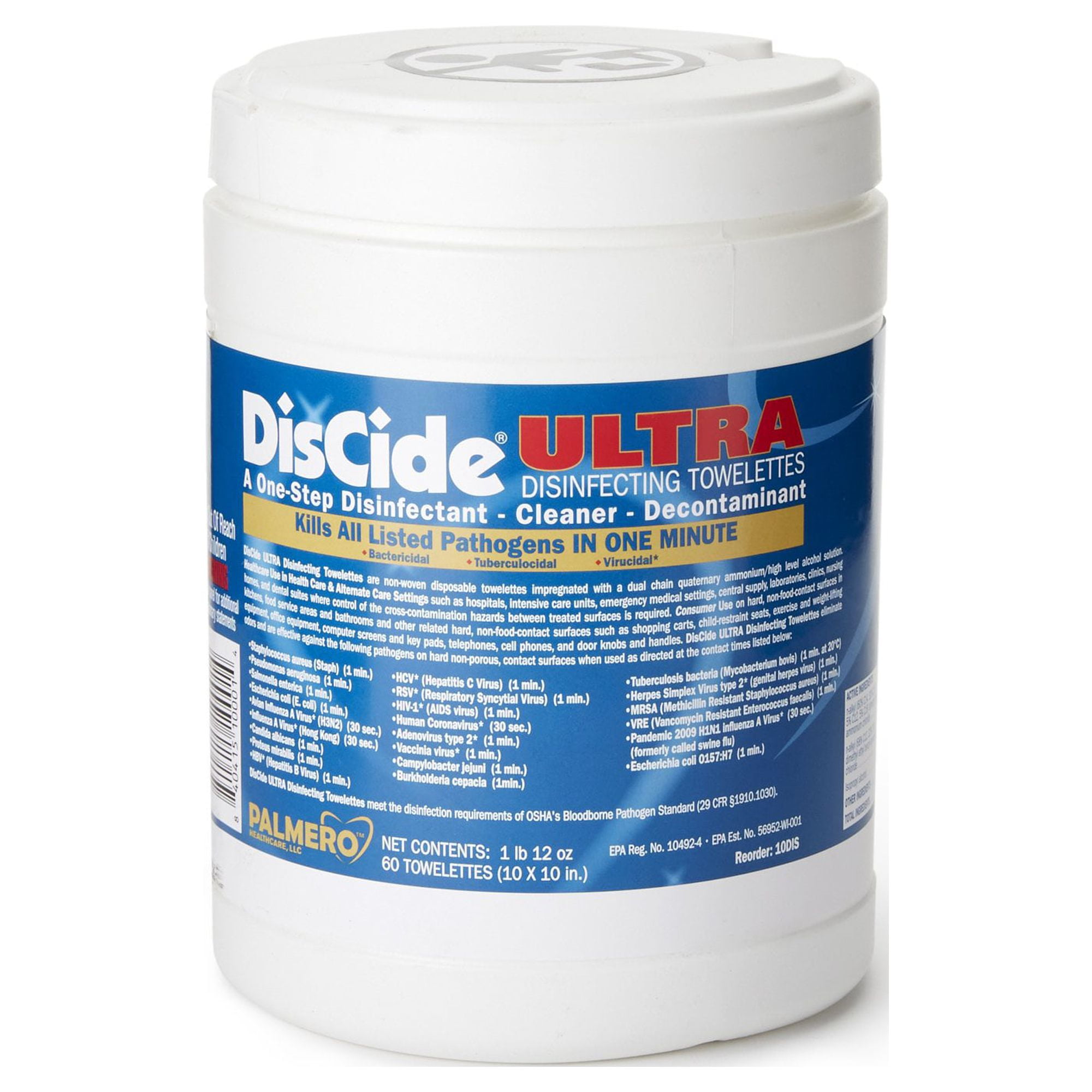 DisCide Ultra Surface Disinfectant Cleaner Wipe Canister Herbal Scent ...