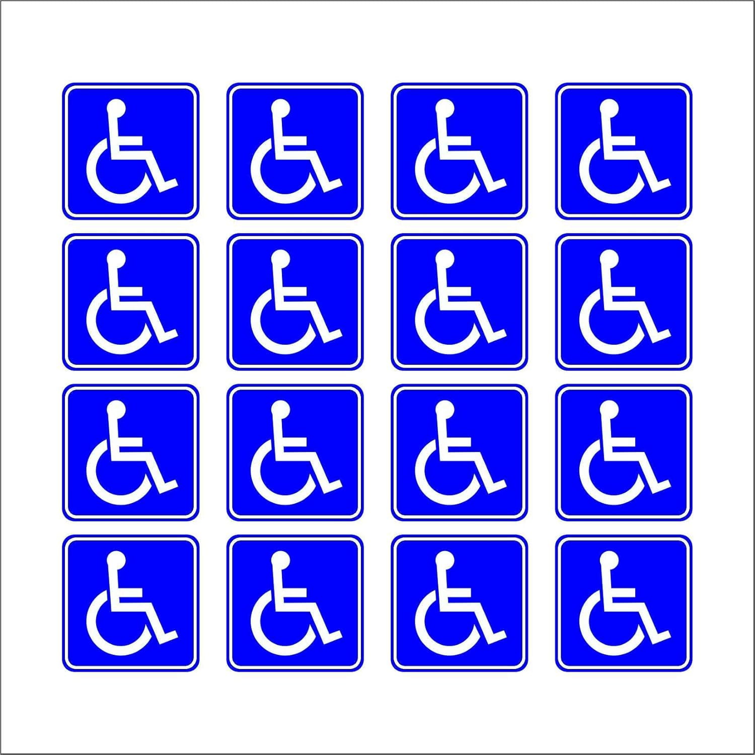 Disabled Handicap Wheelchair Symbol Blue Set of 16 - Handicapped ...