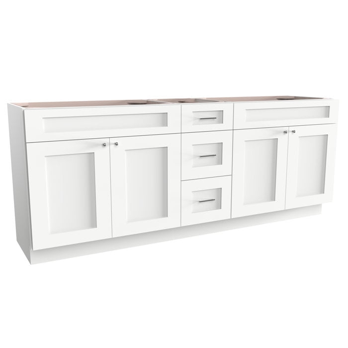 Disar 84" Double Bathroom Vanity Base Only in White - Walmart.com
