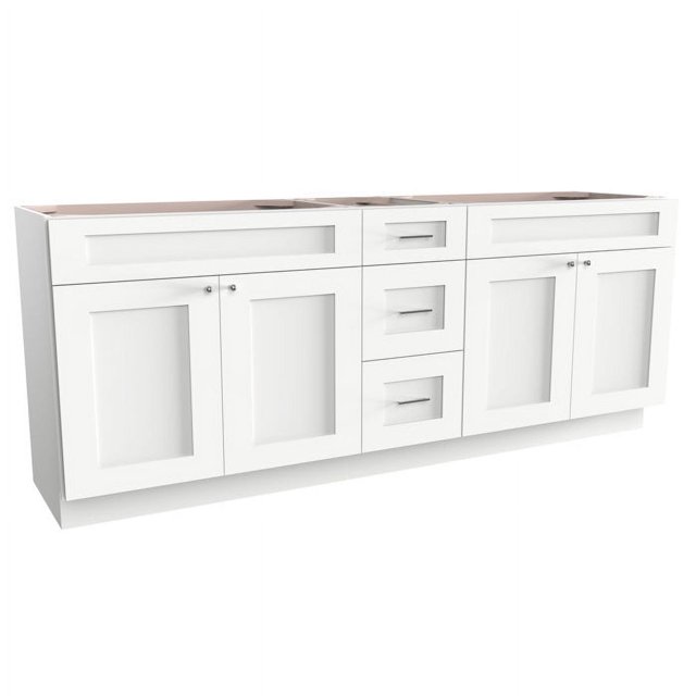 Disar 84" Double Bathroom Vanity Base Only in White - Walmart.com
