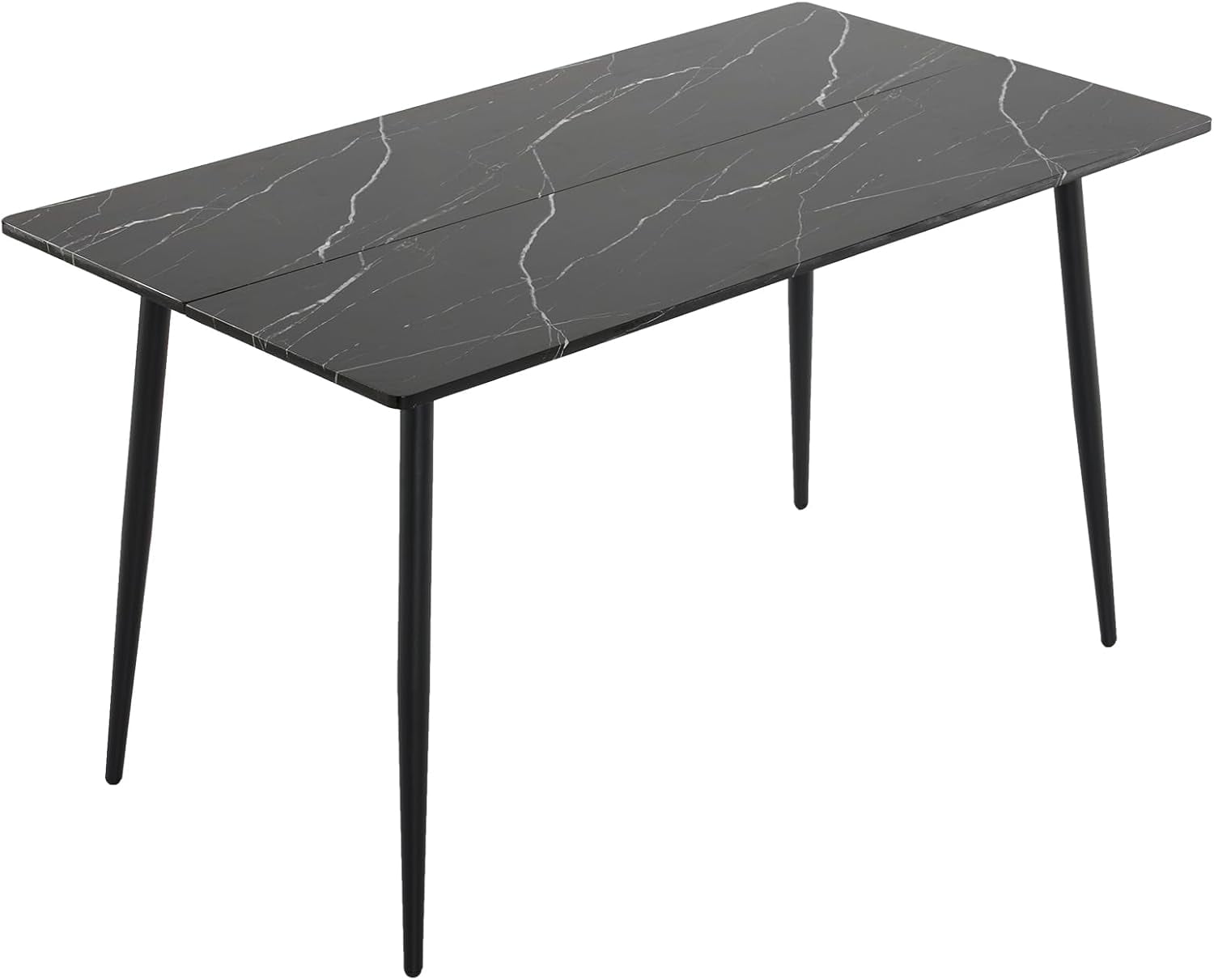 Disassemble Rectangular Table with arc MDF Black PVC Marble Surface 122 ...