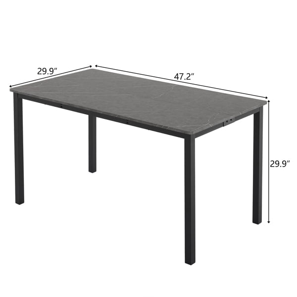 Disassemble rectangular dining table with straight feet MDF grey PVC ...