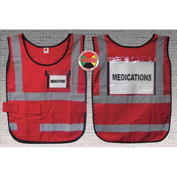 Disaster Management Systems Safety Vest,Red,Legend Insert,Universal DMS ...