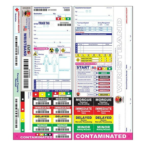 Disaster Management Systems Wristband Triage Tag,PK50 DMS 05420 ...