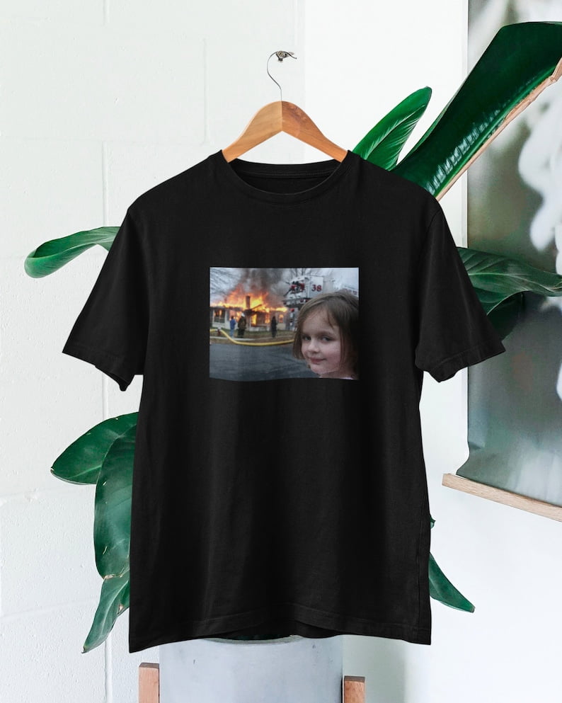 Disaster girl MeMe Funny T-shirt | Little girl standing in front of a ...