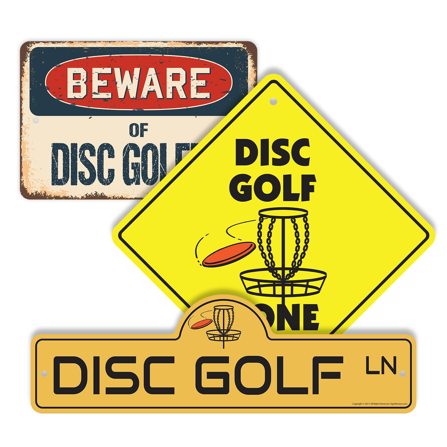 Disc Golf (3 Pack) Plastic Street Sign Crossing Sign Warning Sign ...