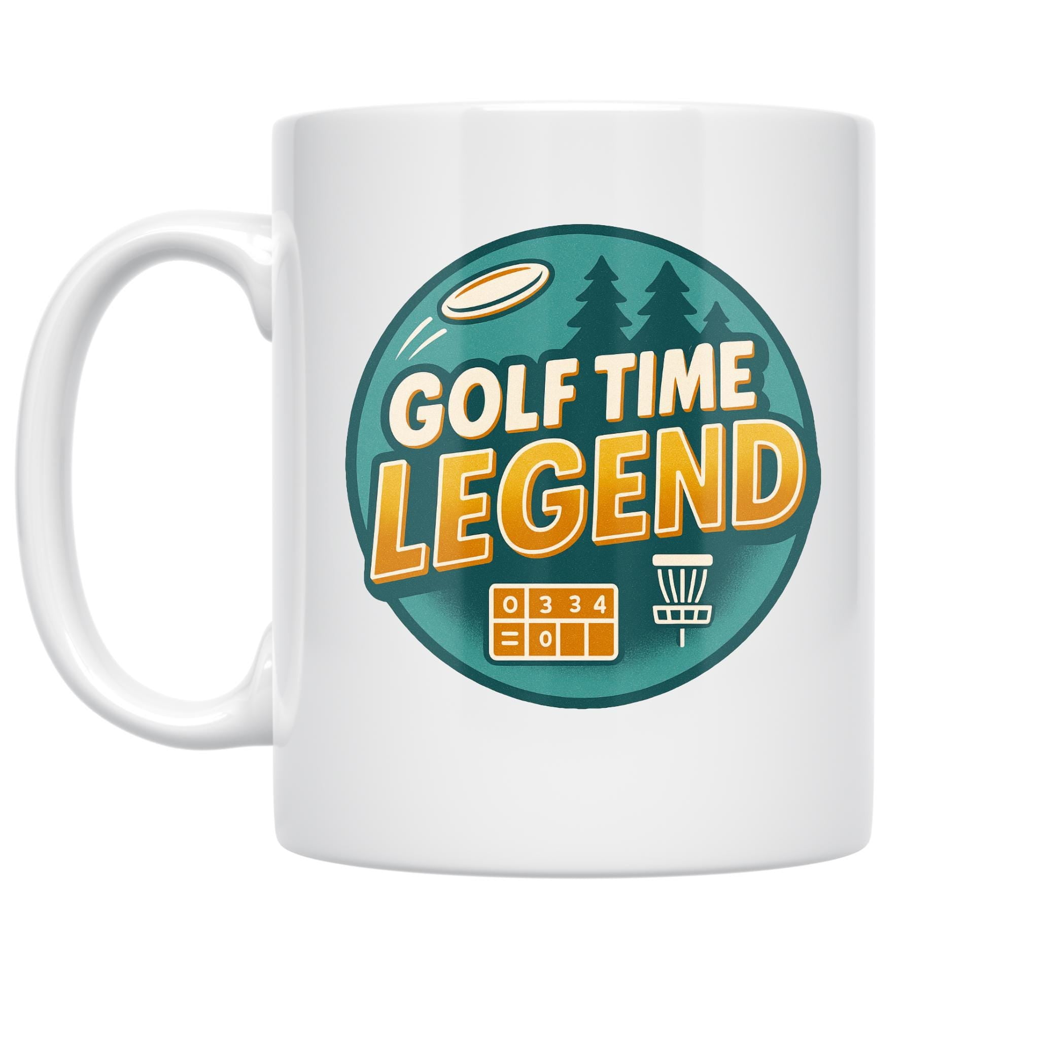 Disc Golf Champion 11 oz Coffee Mug - Bright Orange Teal Retro Design ...