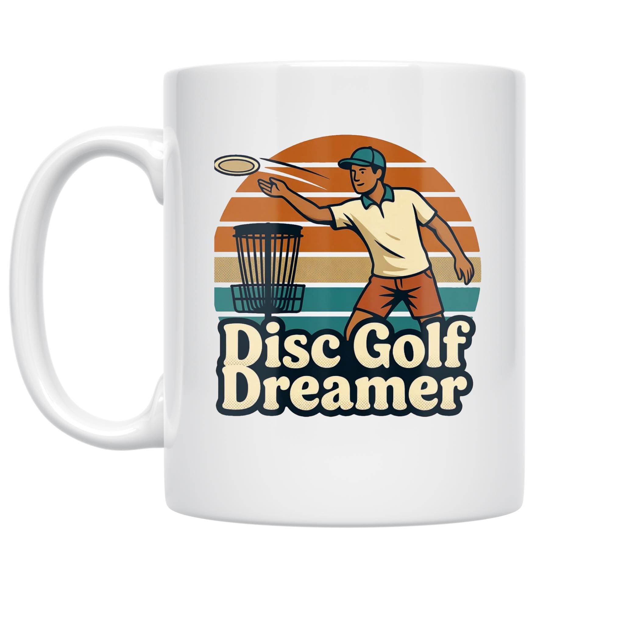 Disc Golf Dreamer 11 oz Coffee Mug - Retro Flight Path Design White ...