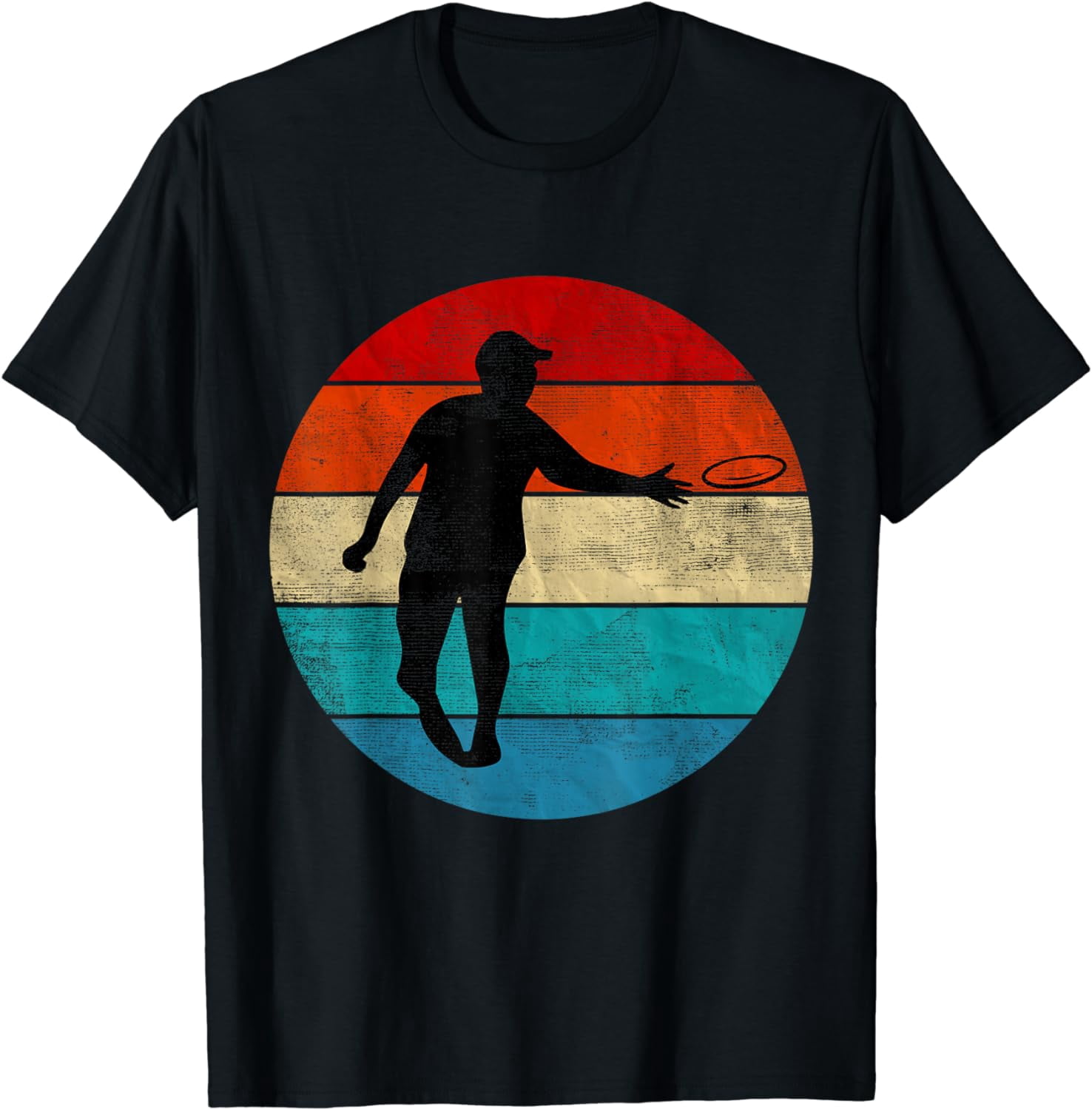 Disc Golf Player Silhouette Vintage Retro Sunset Funny T-Shirt ...