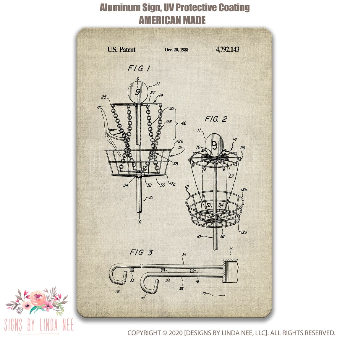 Disc Golf Sign, Disc Golf Basket, Patent Print, Frisbee Golf, Frisbee ...