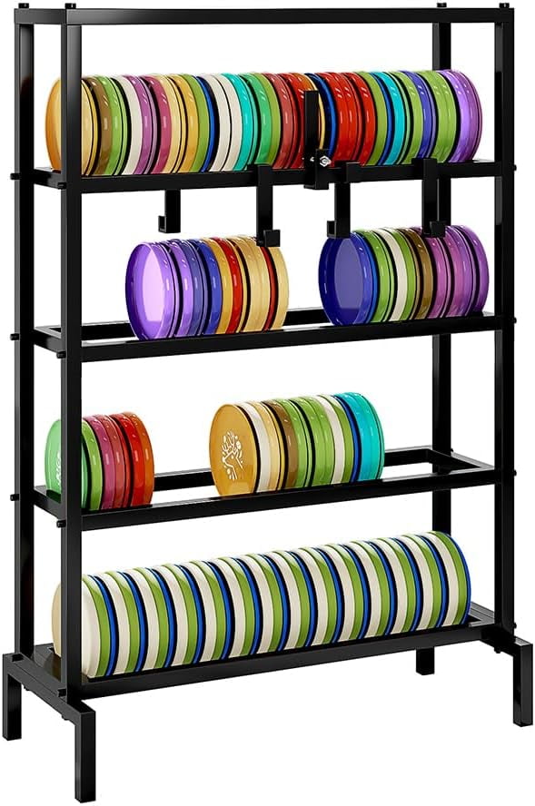 Disc Golf Storage Racks, 4-Tier Metal Disc Station Organizer, Large ...