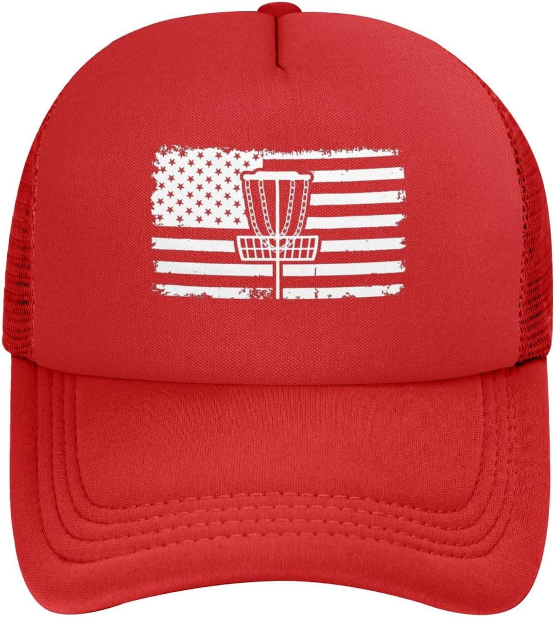 Disc Golf Vintage USA Flag Adjustable Outdoor Adult Mesh Baseball Hat ...