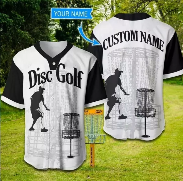 Disc Golfer Black And White Custom Name Baseball Jersey Shirt 3d - Hot ...