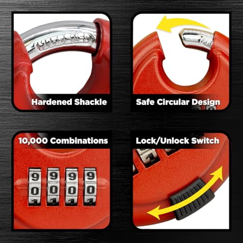 Disc Lock for Storage Unit 4 Digit Combination Lock Outdoor Padlock ...