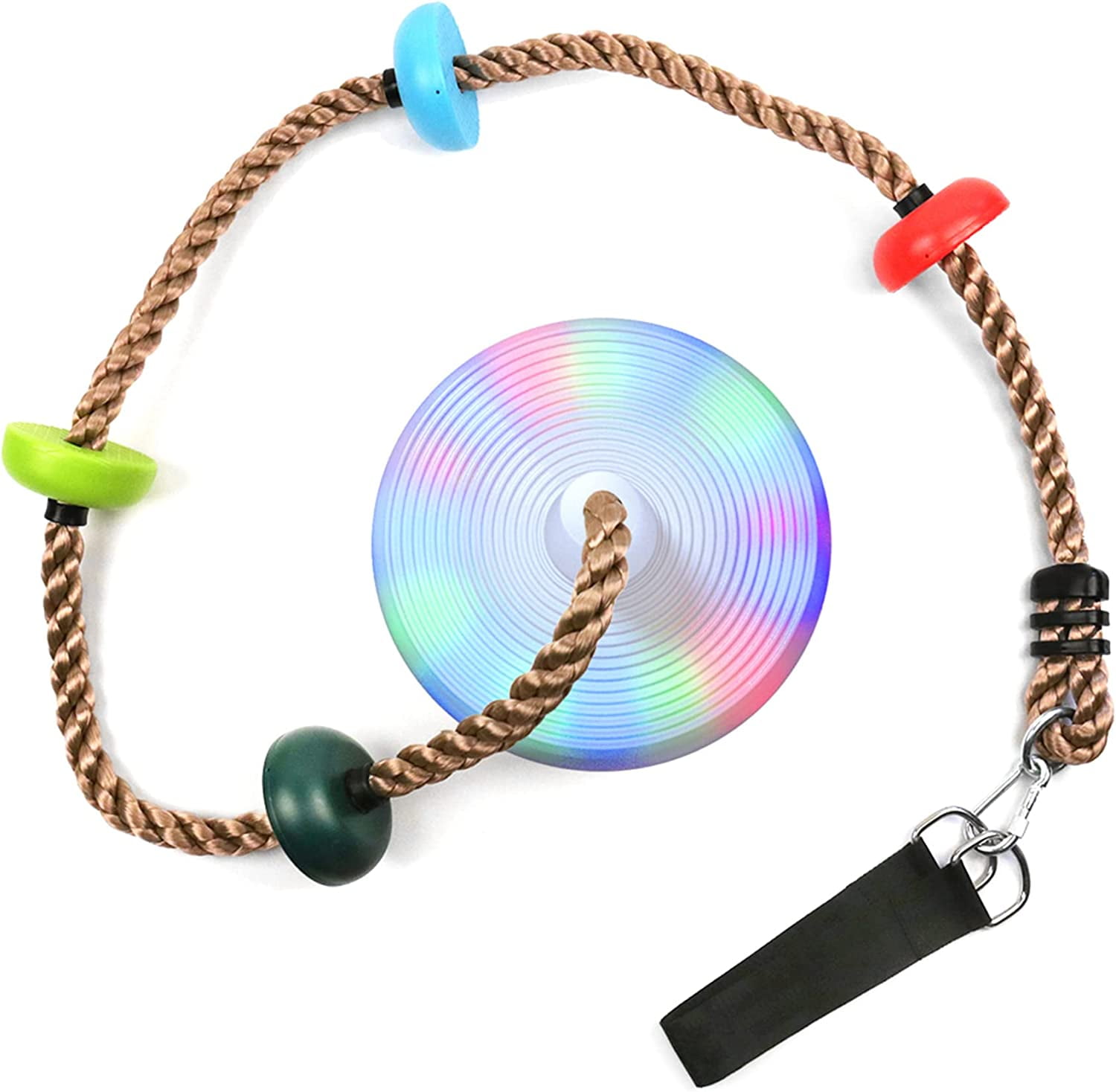 Disc Swing Seat Climbing Rope with Platforms Swing Set Outdoor Backyard ...