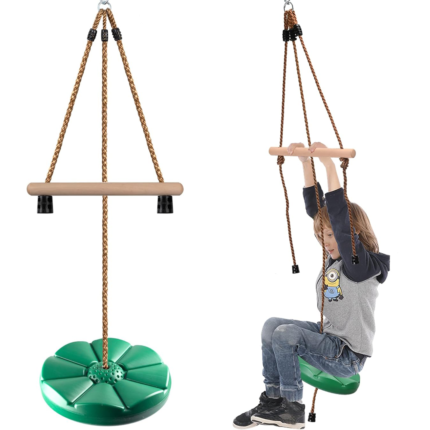 Wooden Round Disc Plate Swing Seat With Hanging Rope - Walmart.com