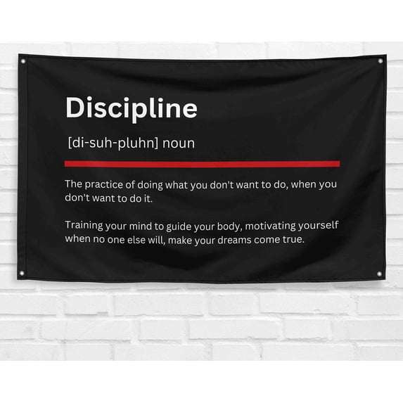 Discipline Definition 3x5 ft Gym Flag Fitness Body Building ...