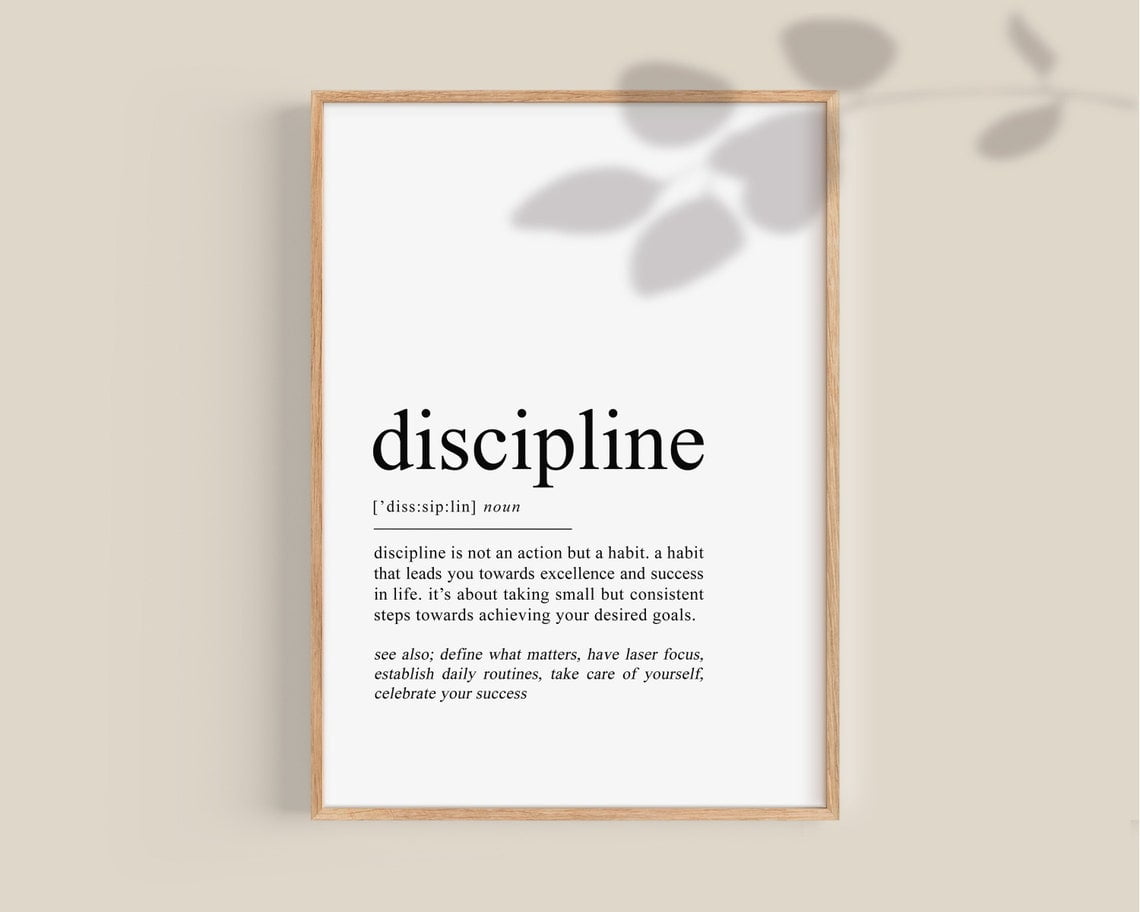 Discipline Definition Office Motivational Wall Art, Unframed Canvas ...