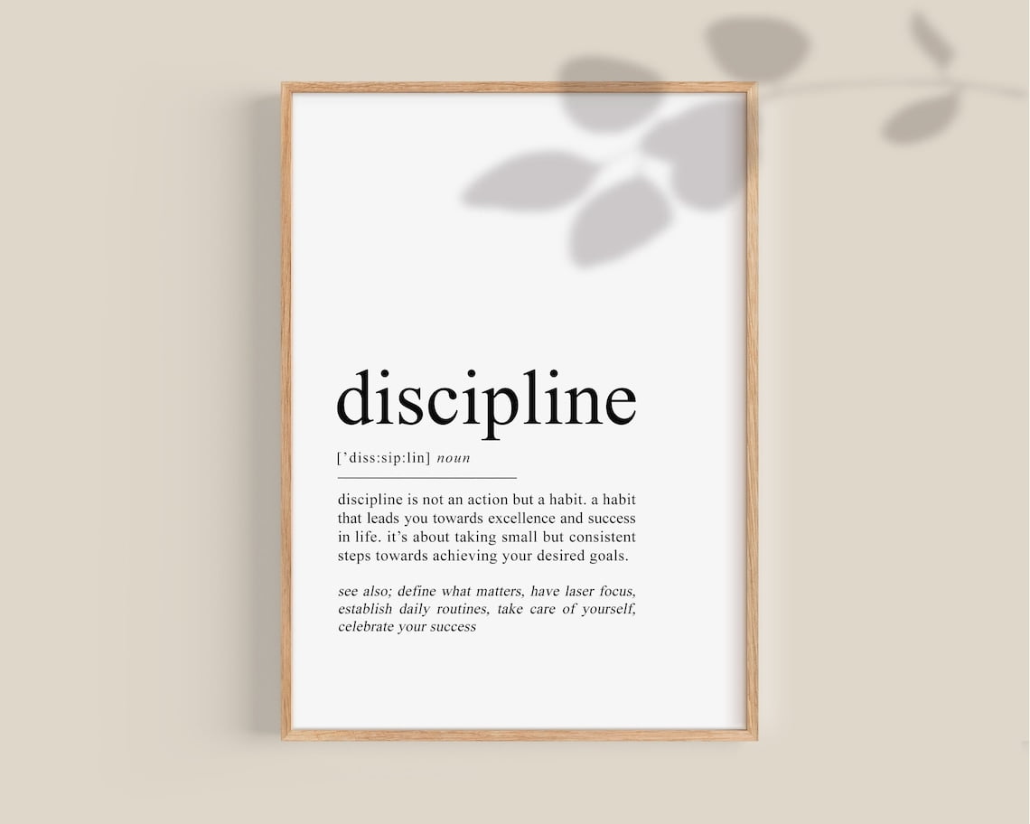 Discipline Definition Posters, Office Poster, Office Wall Decor ...