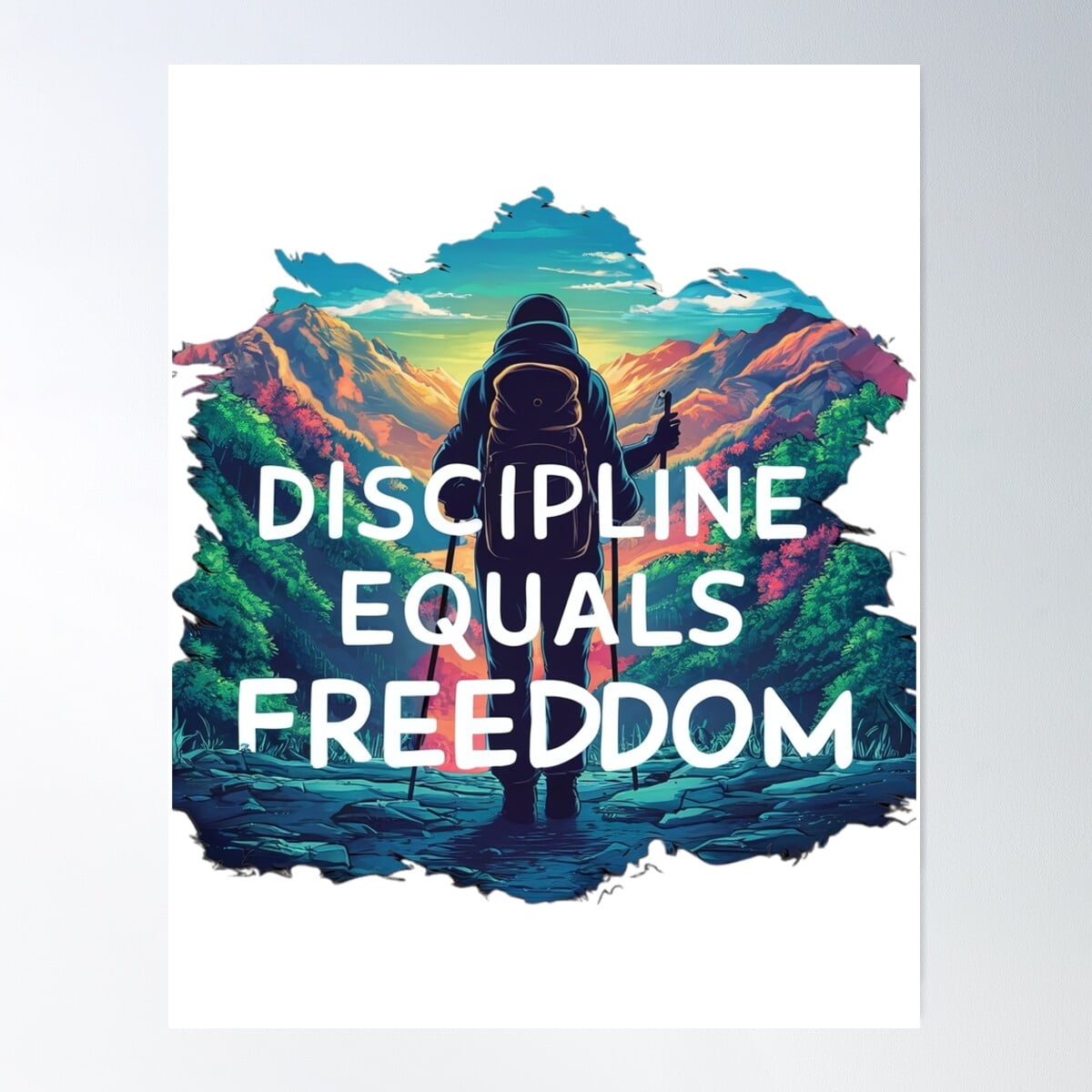 Discipline Equals Freedom Hiking Adventure Design Poster Wall Art ...