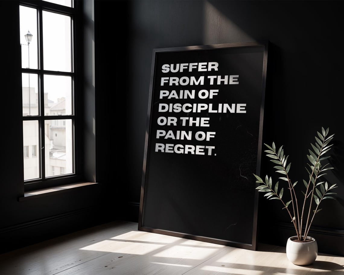 Discipline Masculine Gym Office Inspirational Quote Wall Art, Unframed ...